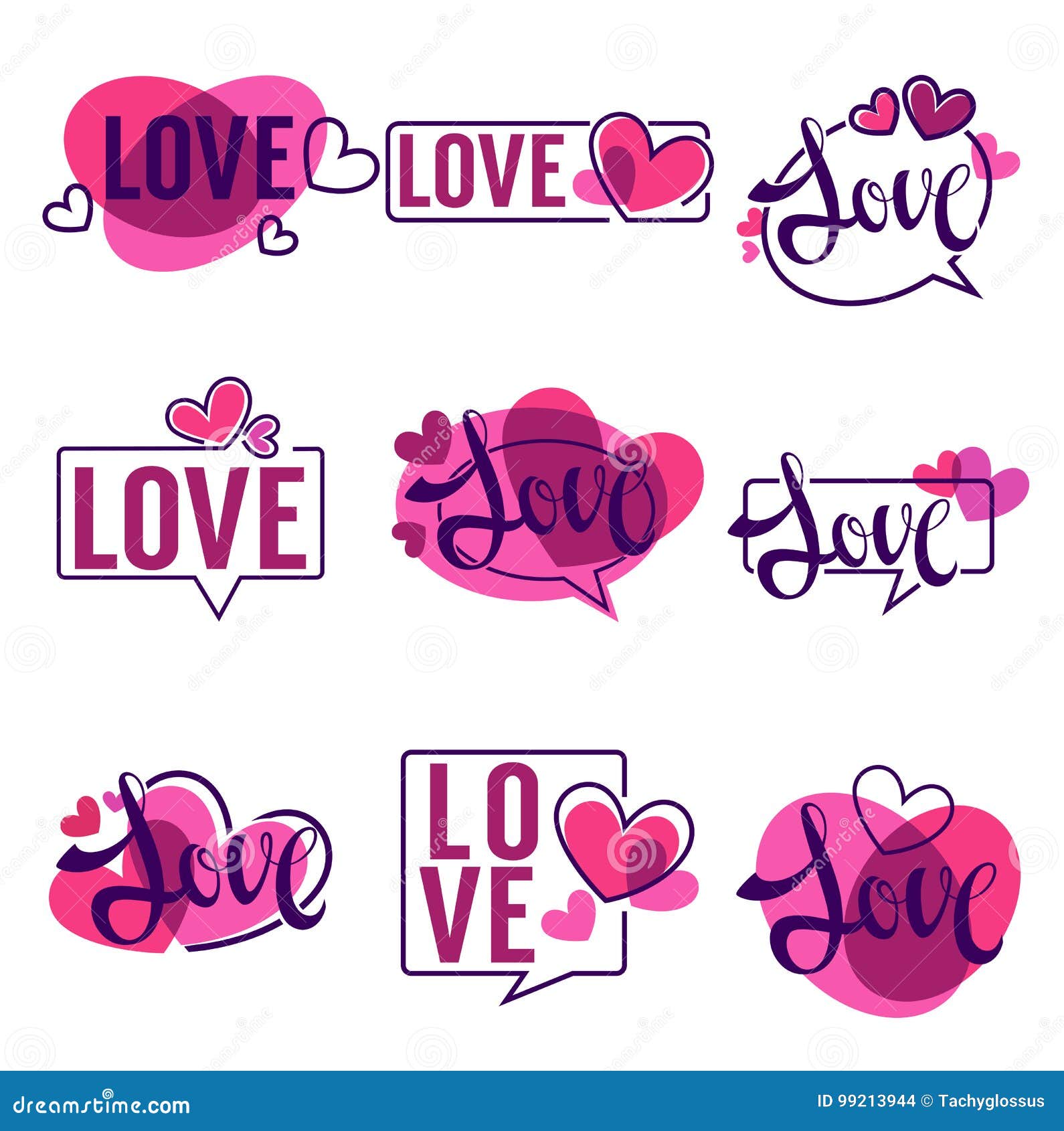 Vector Sammlung Herzen Und Lieben Sie Logo, Embleme, Aufkleber Vektor ...