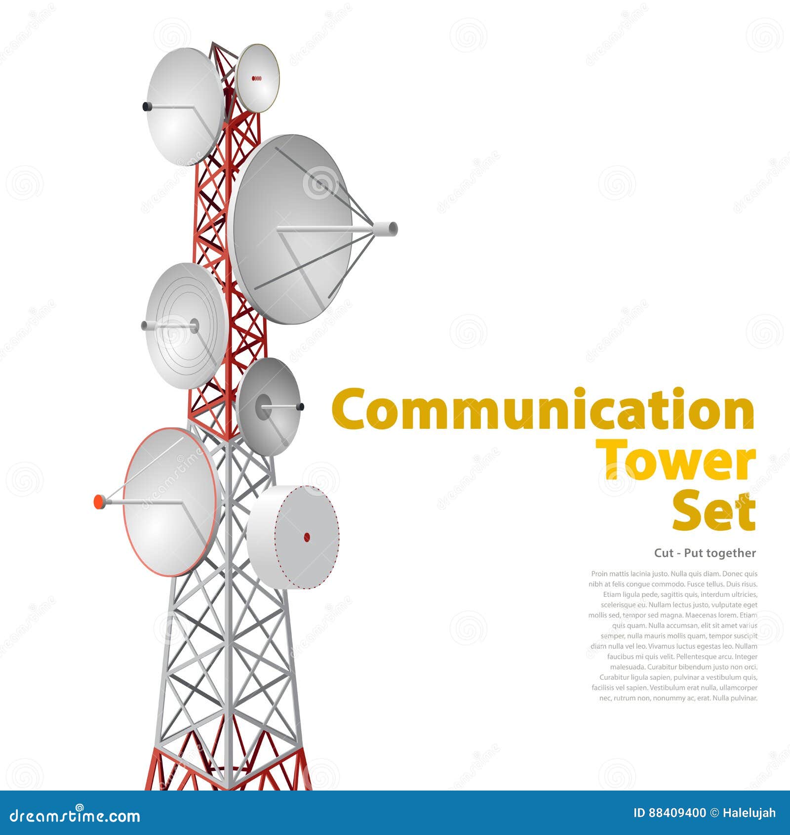 Vector Satellite Tower In Isometric Perspective Isolated On White