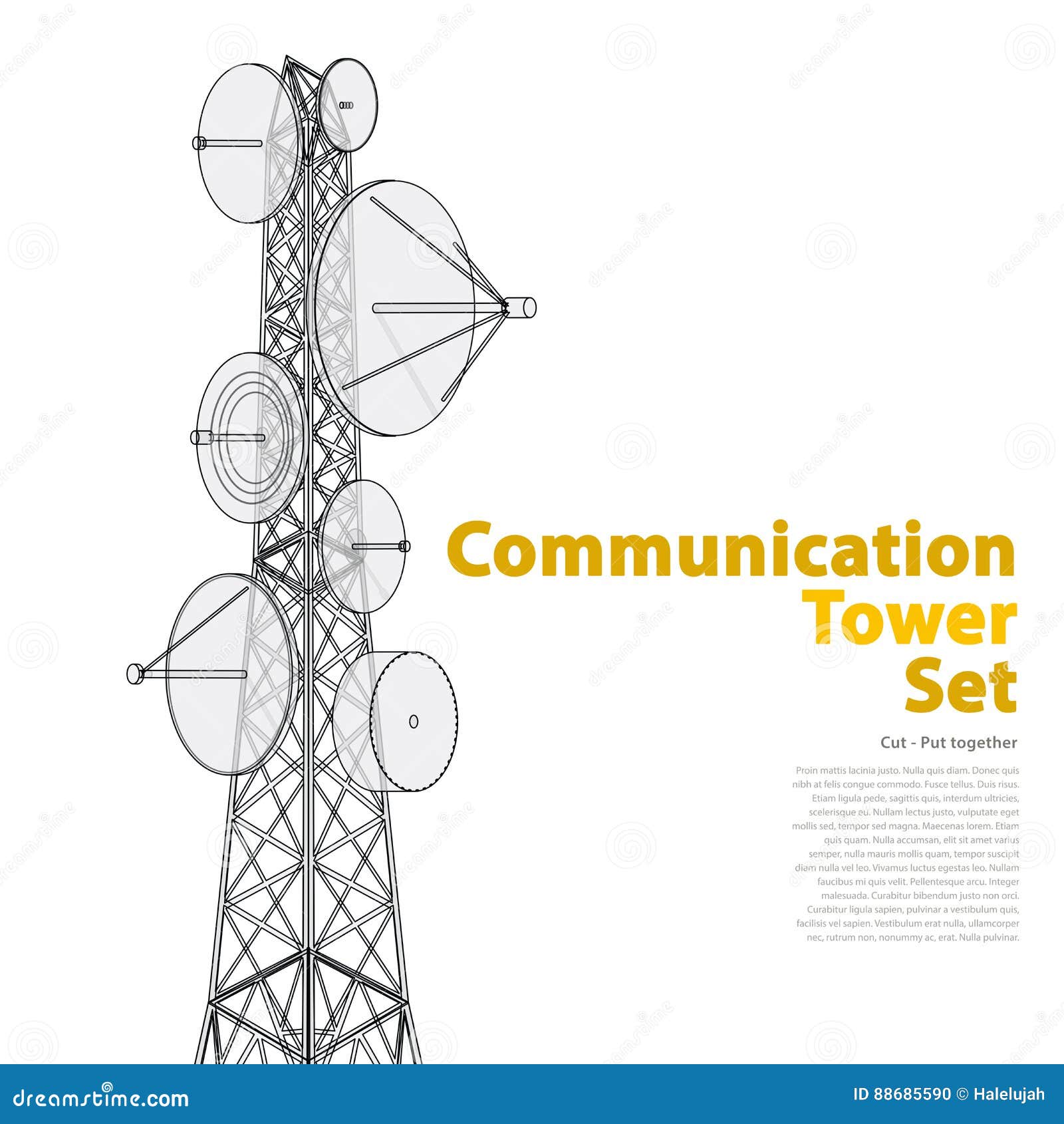 Vector Satellite Tower In Isometric Perspective On White Background