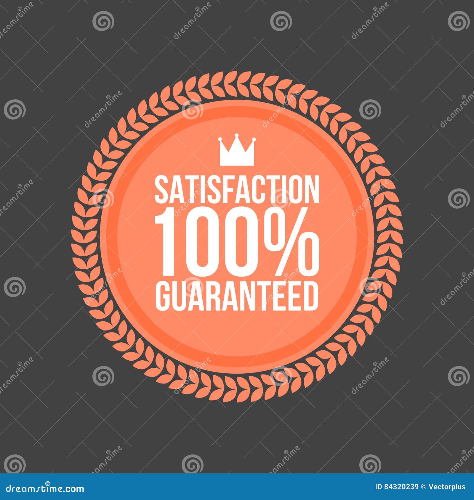 Vector Satisfaction Guaranteed Flat Badge, Round Label Stock ...