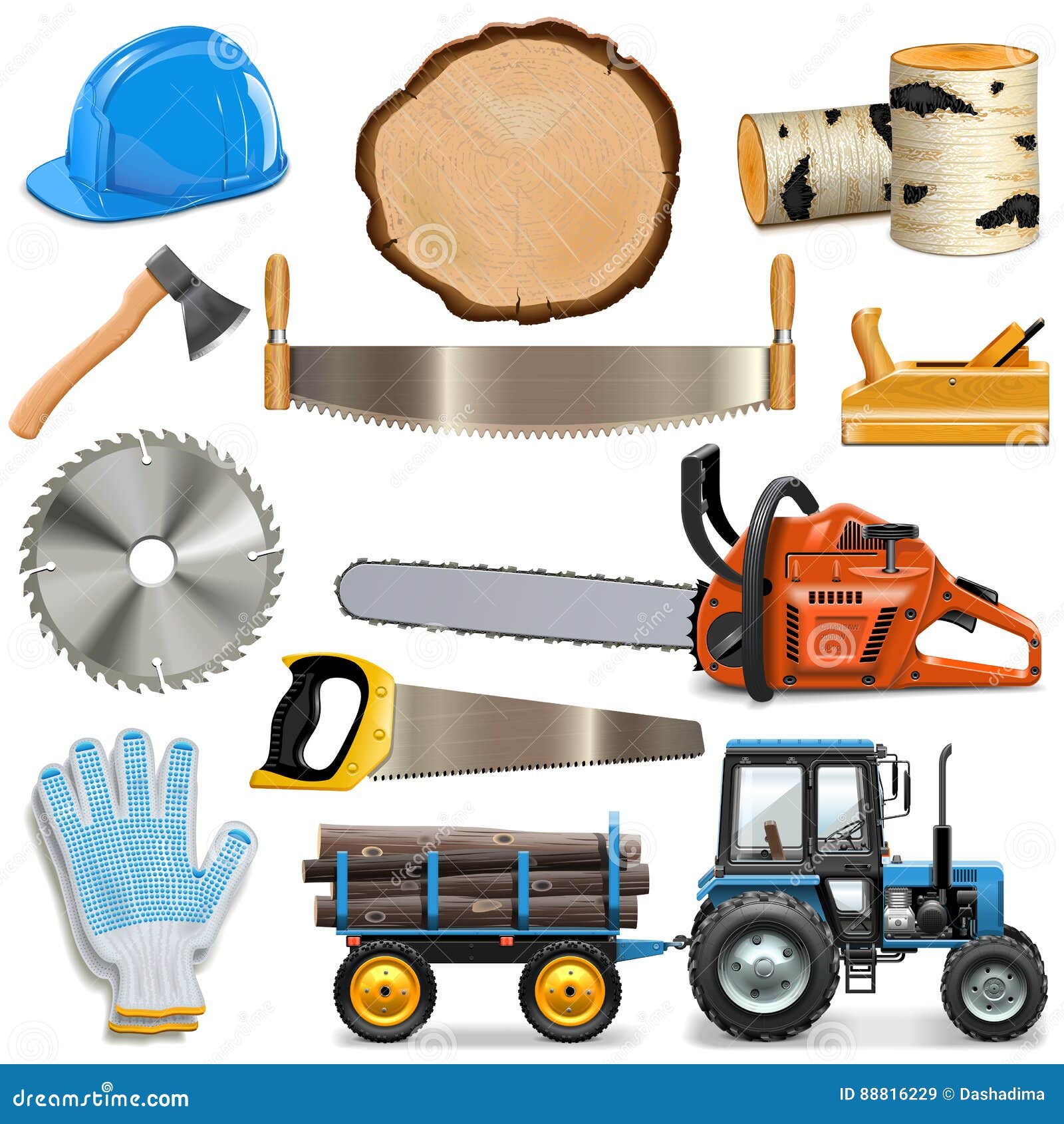 Vector Sawmill Icons stock vector. Illustration of sawmill - 88816229