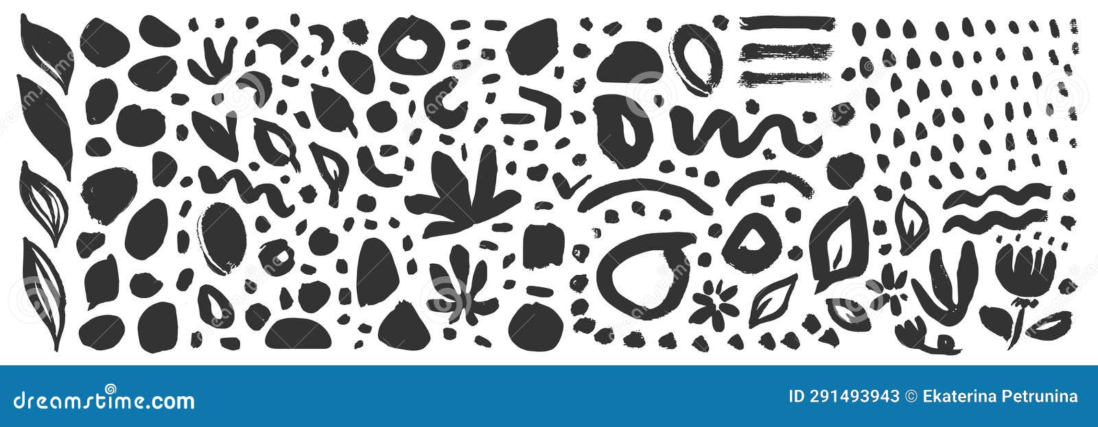 Vector Scandinavian Brush Line Set. Abstract Messy Botanical Squiggle ...