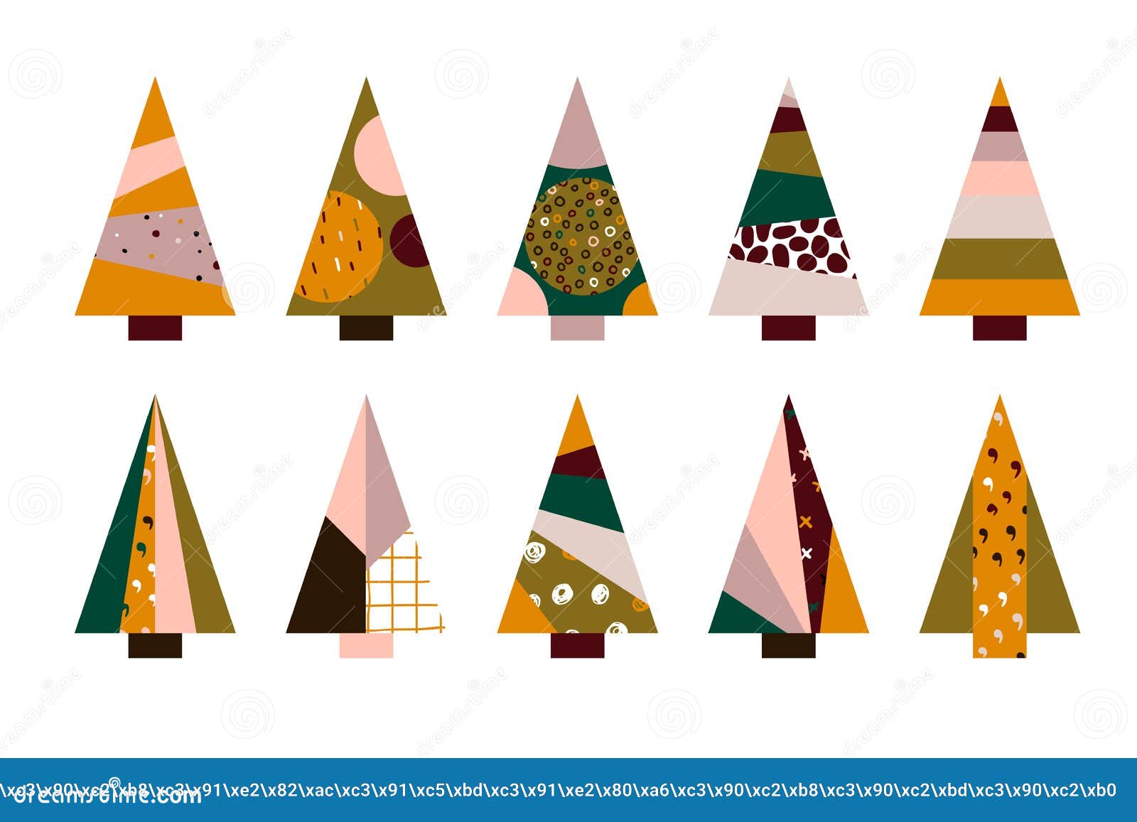 Vector Scandinavian Christmas Tree Set Stock Illustration ...