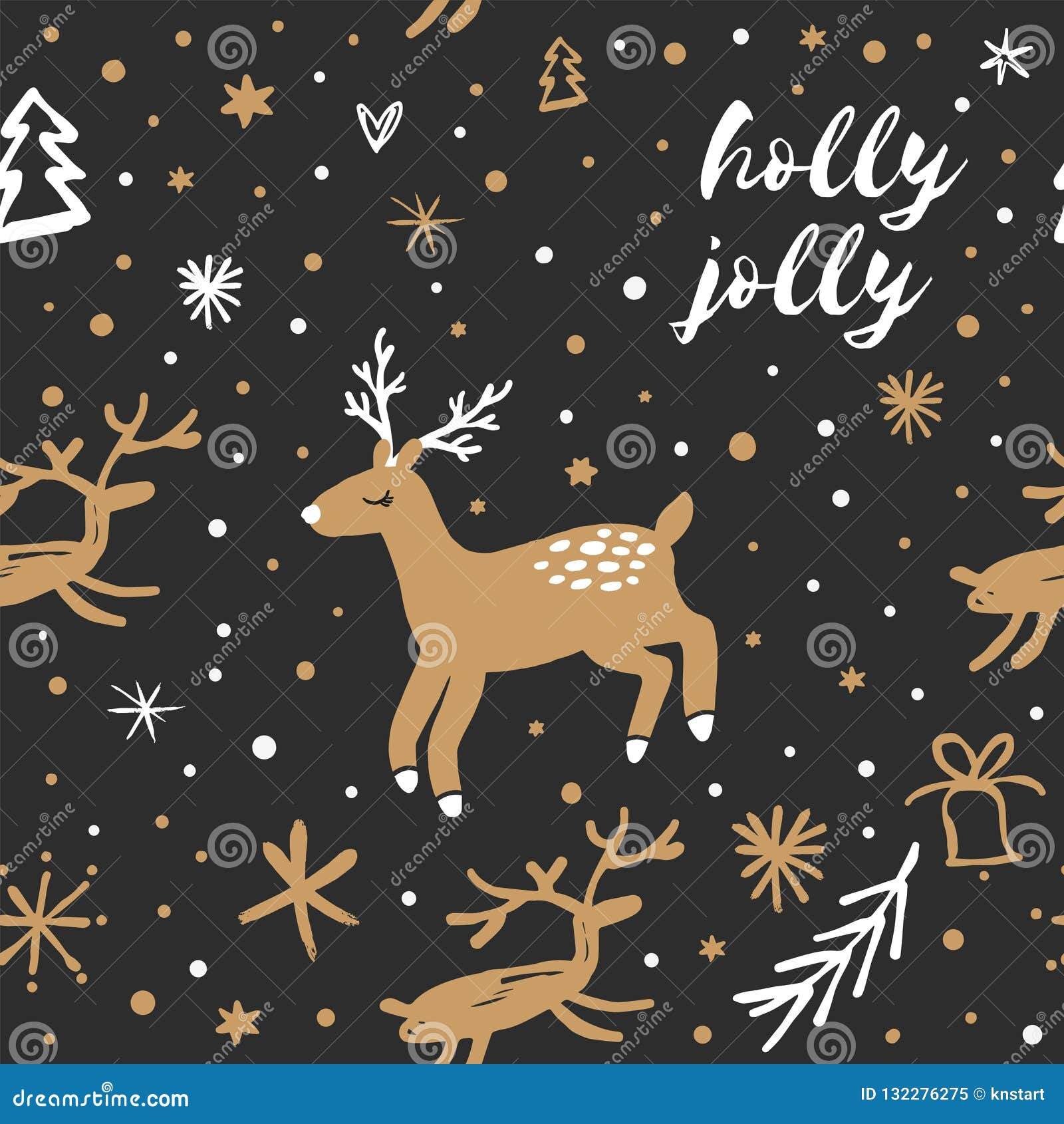 Vector Scandinavian Style Christmas Pattern with Deer Stock ...