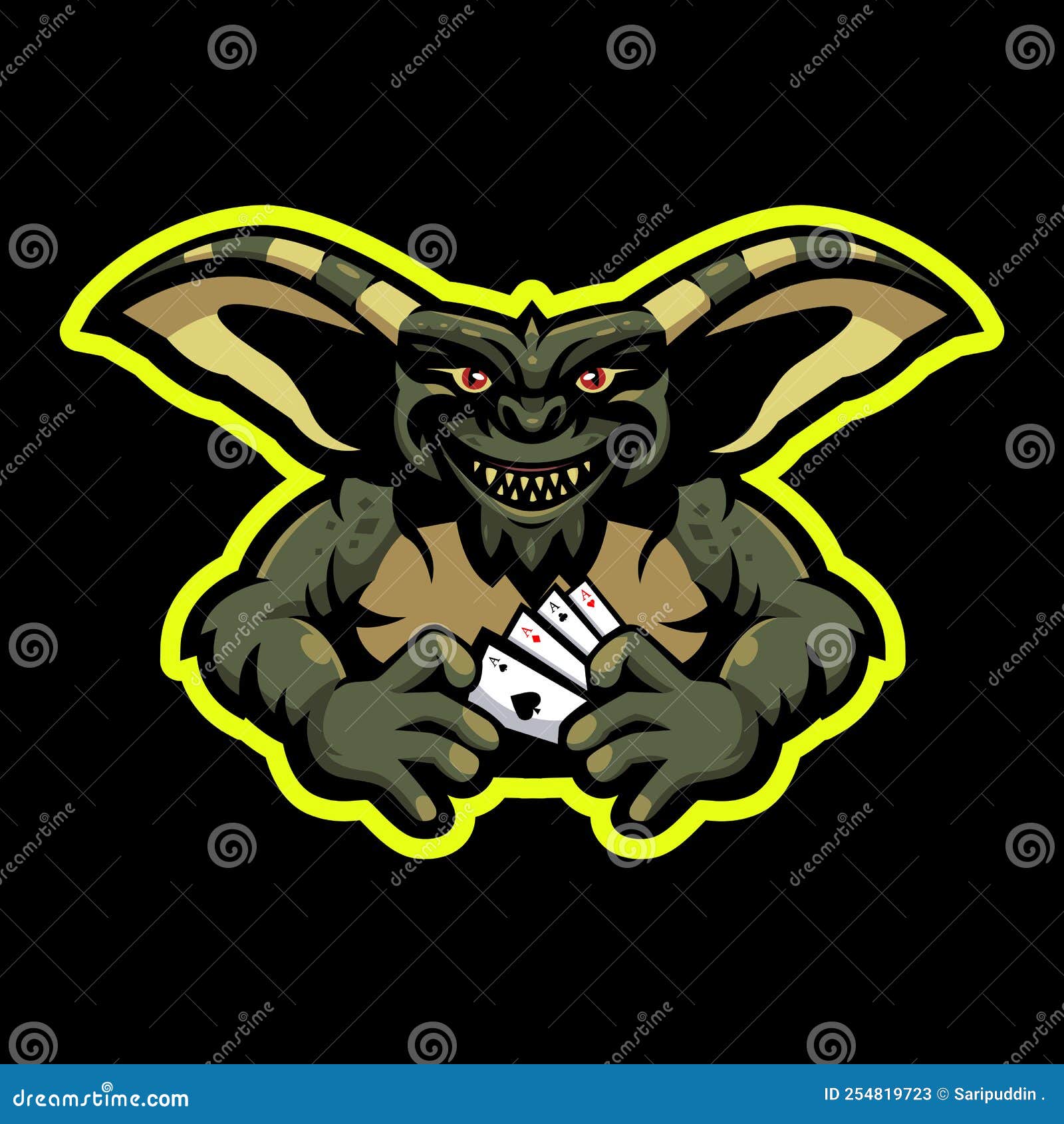 Gremlin Monster Holding Card Stock Vector - Illustration of ghost ...