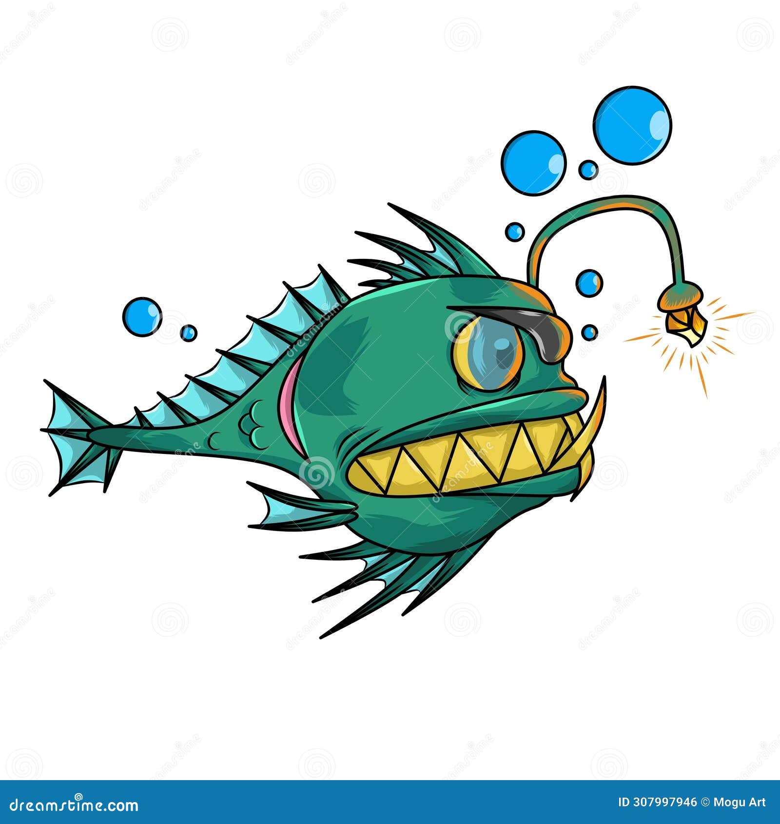 Vector of Scary Green Angler Fish Stock Vector - Illustration of water ...