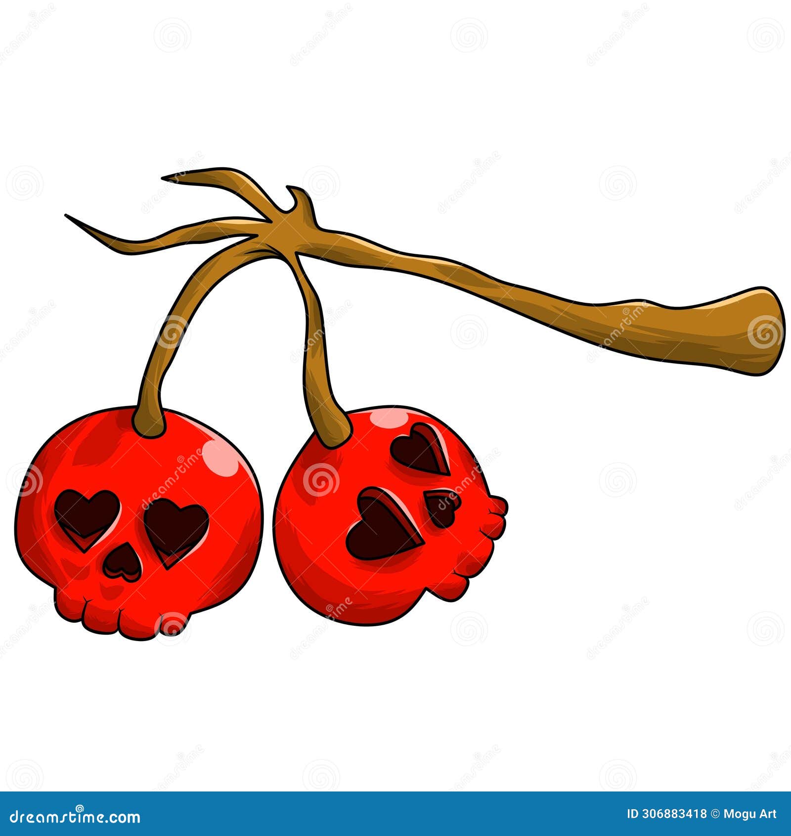 Scary Red Cherry Skull Head Stock Vector - Illustration of flower ...
