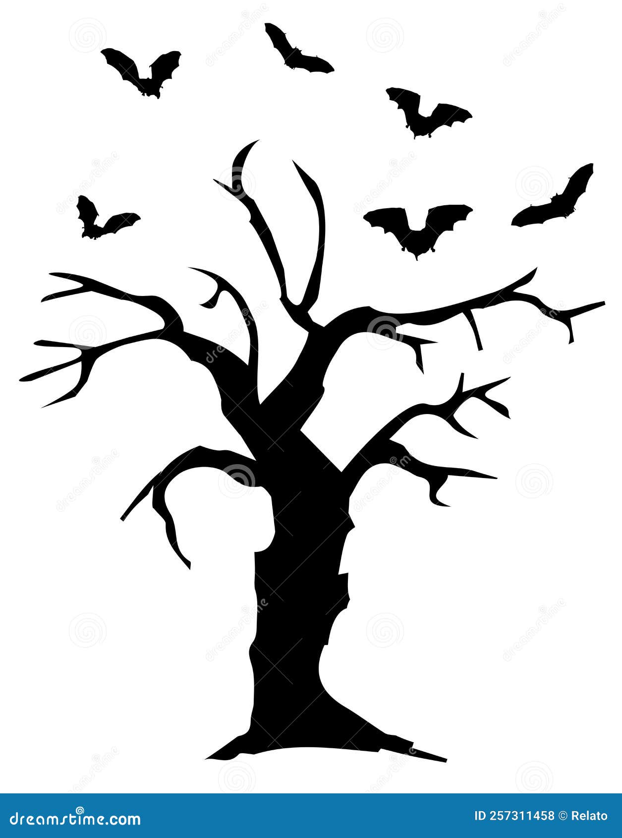 Vector Scary Tree with Bats. Halloween Tree. Spooky Tree with Bats ...
