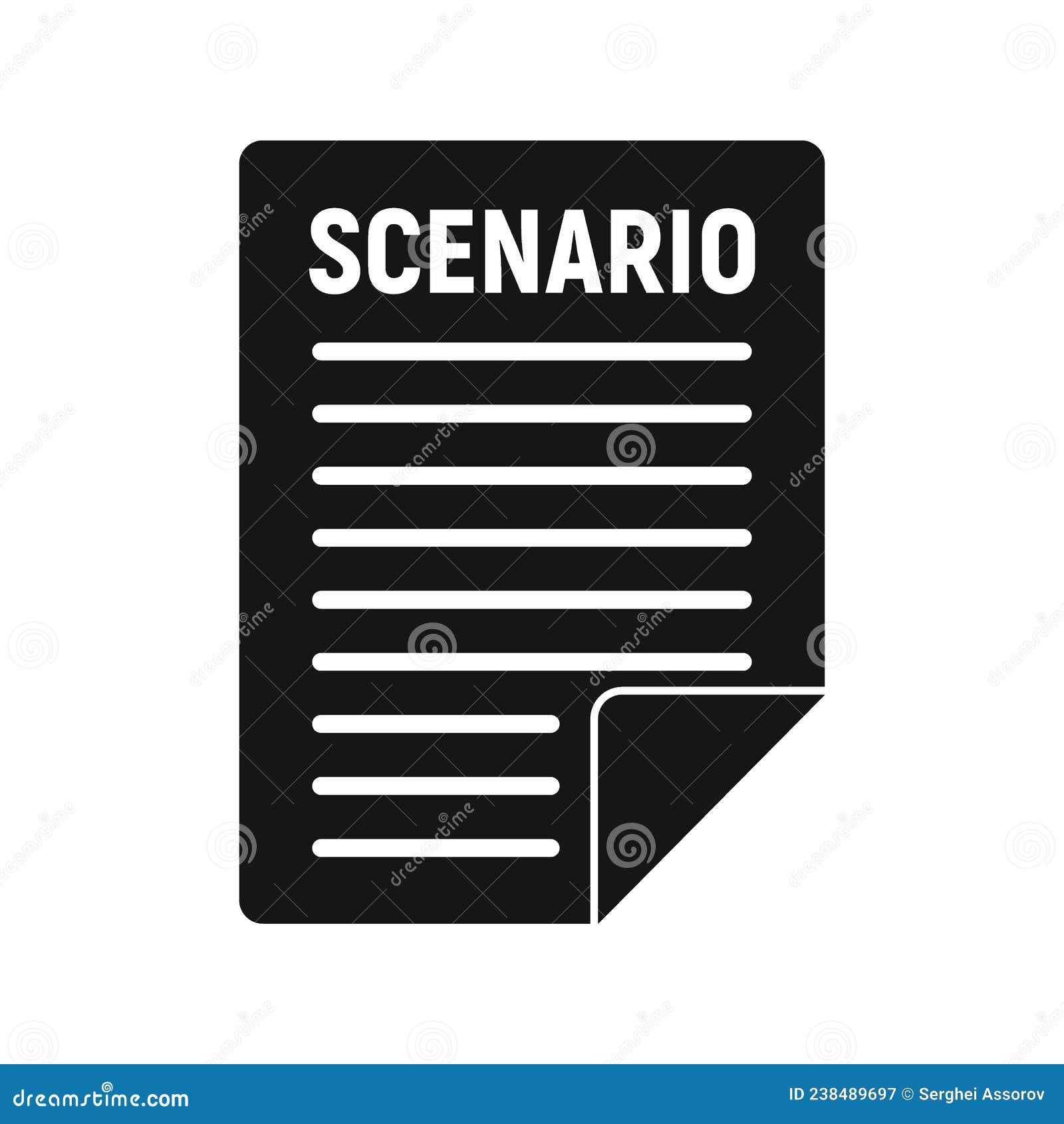 Vector Scenario Black Simple Icon Isolated on White Stock Vector ...