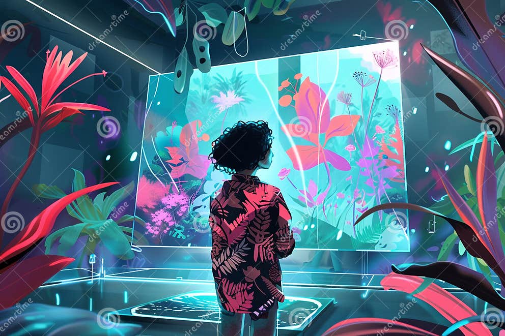Vector Scene of an Interactive Virtual Art Studio Where Users Can ...