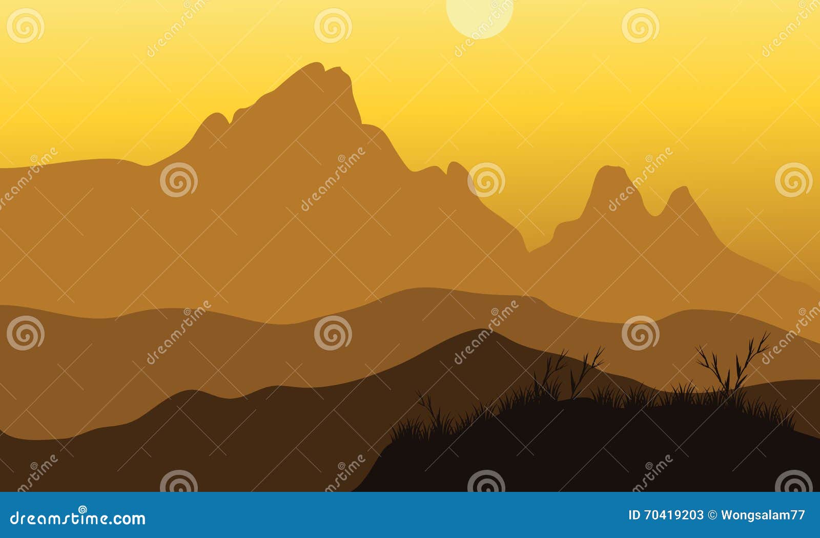 Vector Scenery of Noon at Mountains Stock Vector - Illustration of ...
