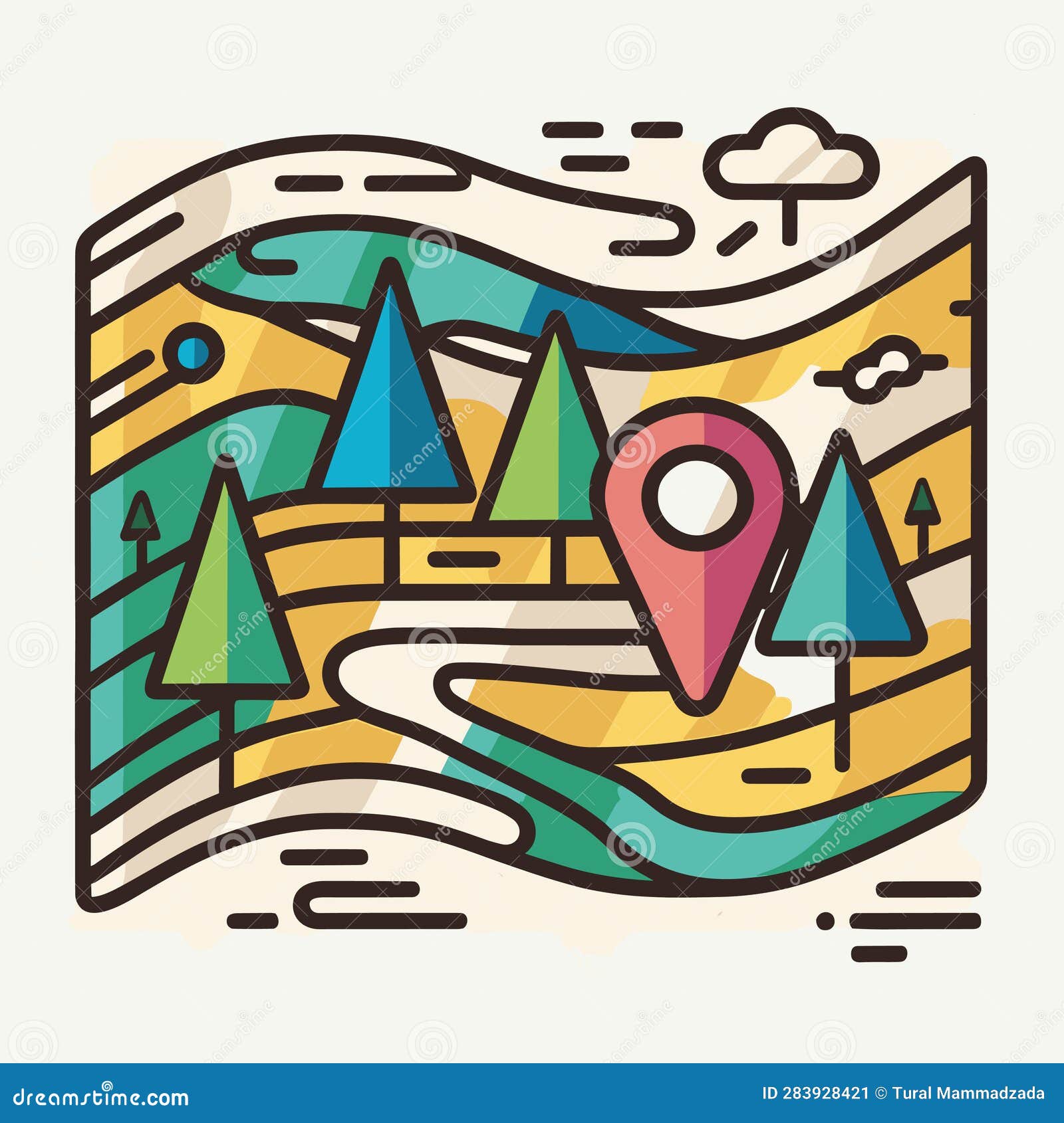 Vector of a Scenic Landscape with Trees and Mountains in the Background ...