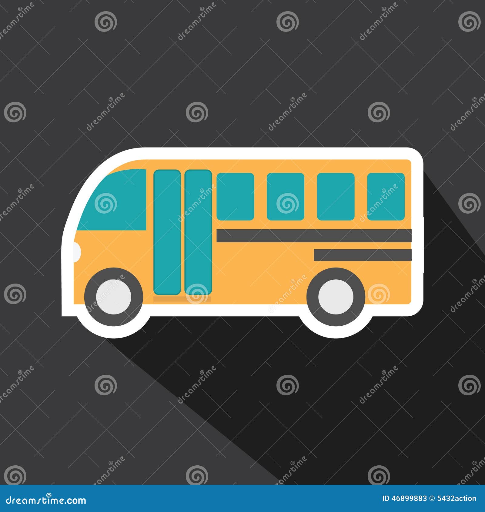 Vector of School Bus Car with Long Shadow Stock Vector - Illustration ...