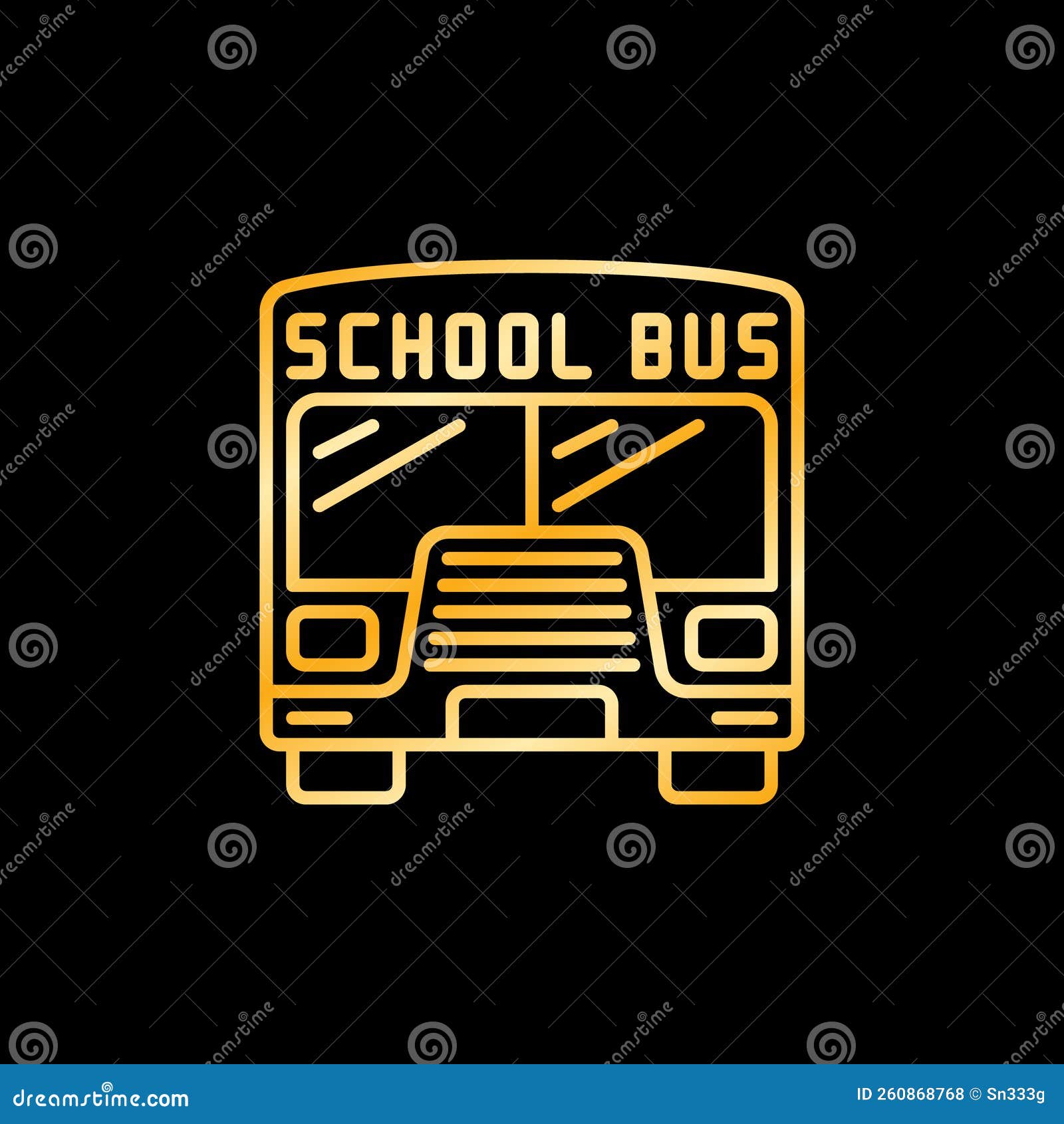 Vector School Bus Concept Golden Line Icon or Symbol Stock Illustration ...