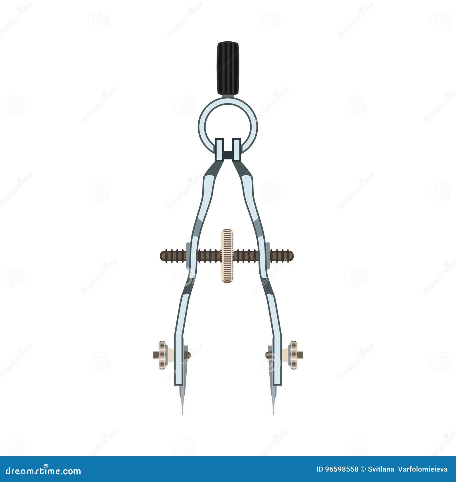 Vector School Compass Flat Illustration Stock Vector - Illustration of ...