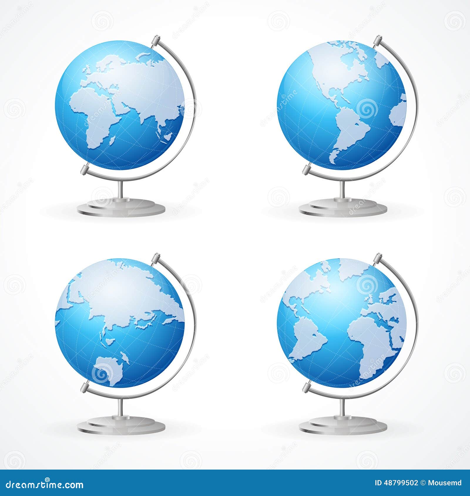 Vector School Globe Set Isolated on White Stock Vector - Illustration ...