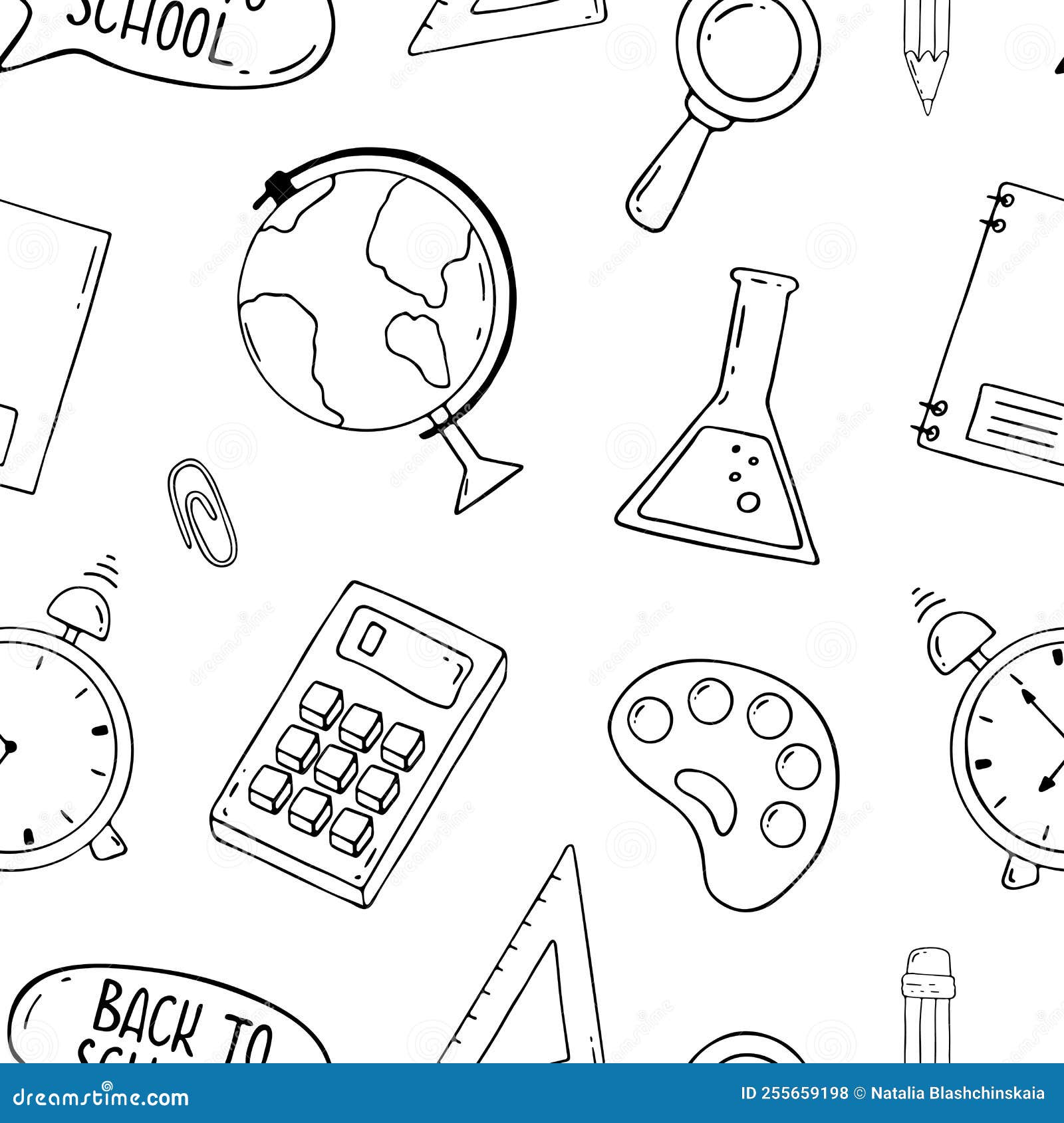 Vector School Icons Seamless Pattern. Back To School, Education, Study ...