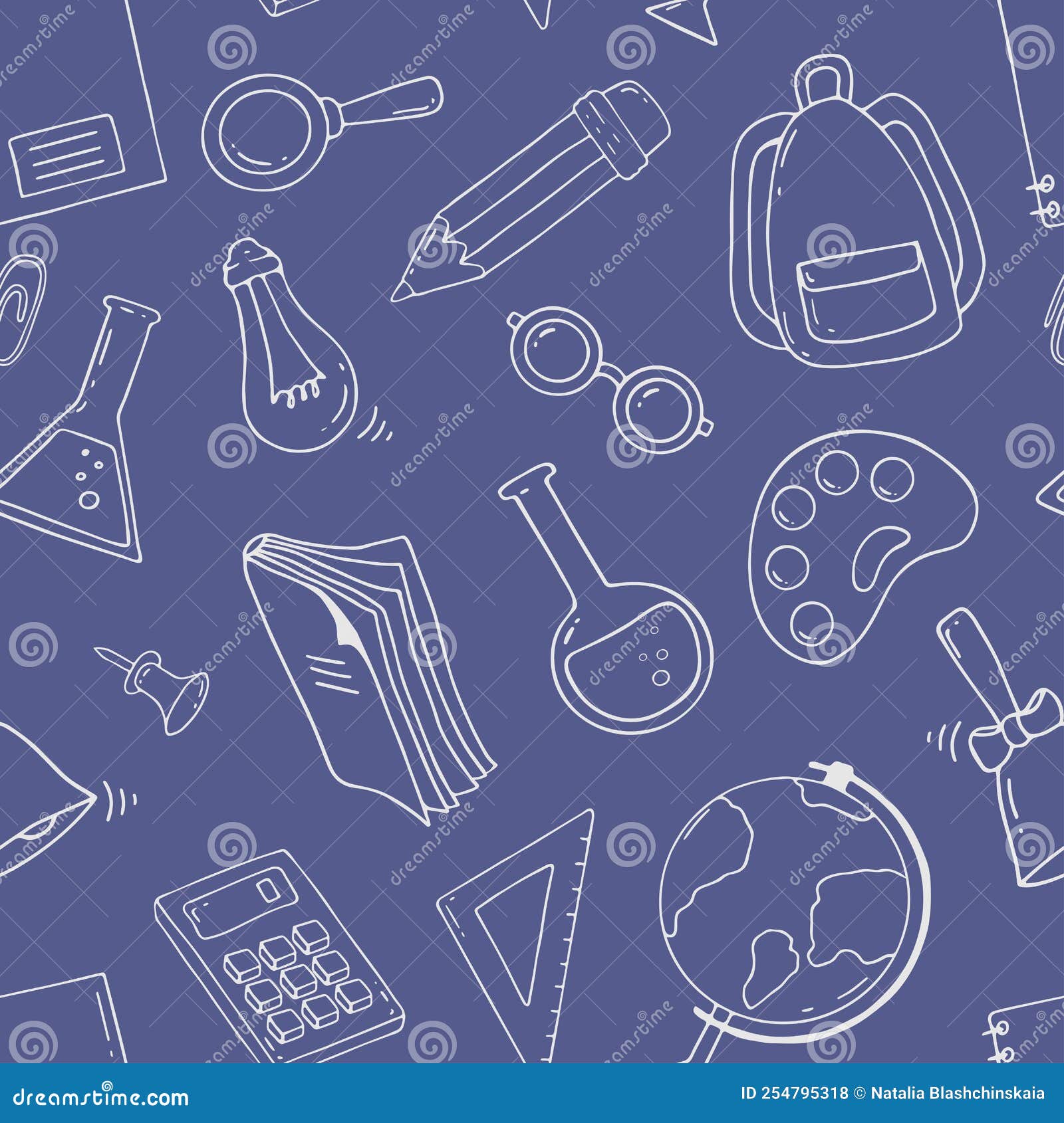 Vector School Icons Seamless Pattern. Back To School, Education, Study ...