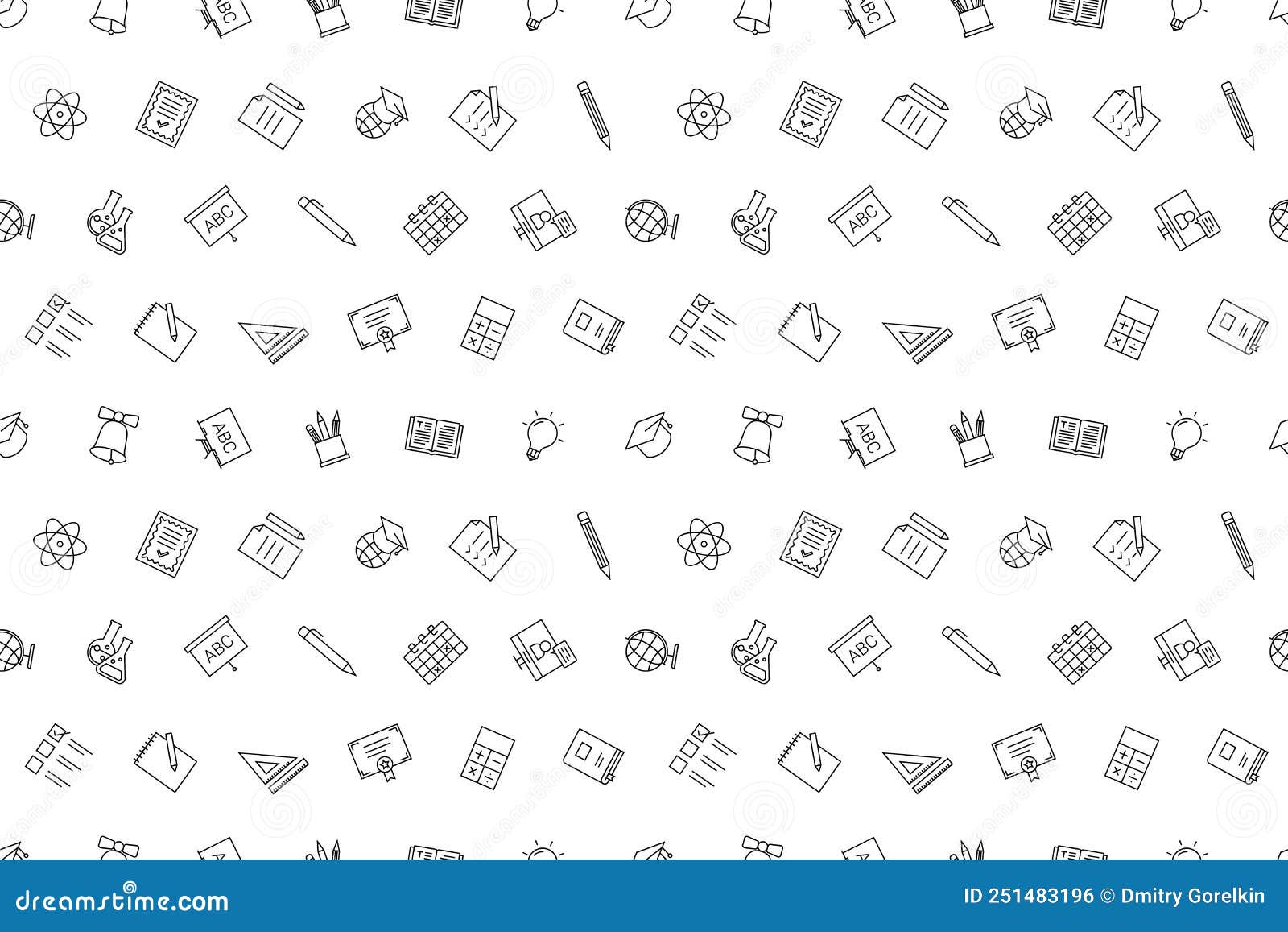 Vector School Pattern. Education Seamless Background Stock Vector ...
