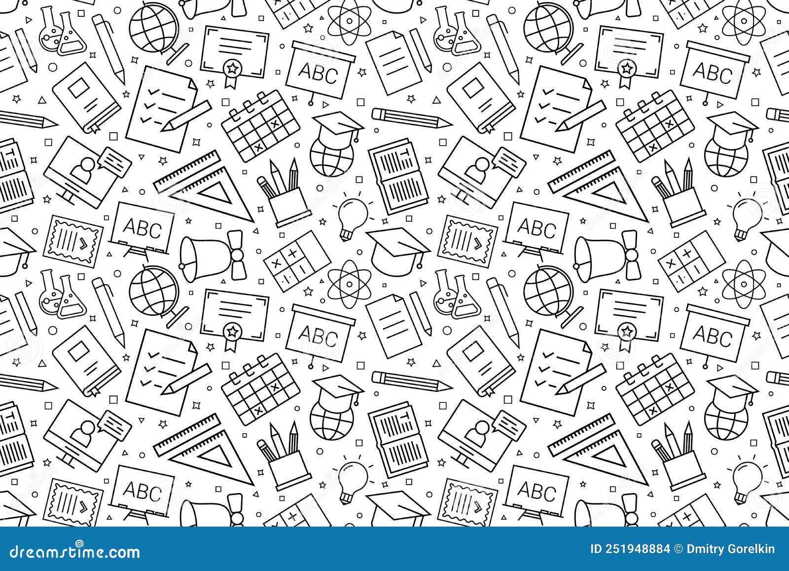 Vector School Pattern. Education Seamless Background Stock Vector ...