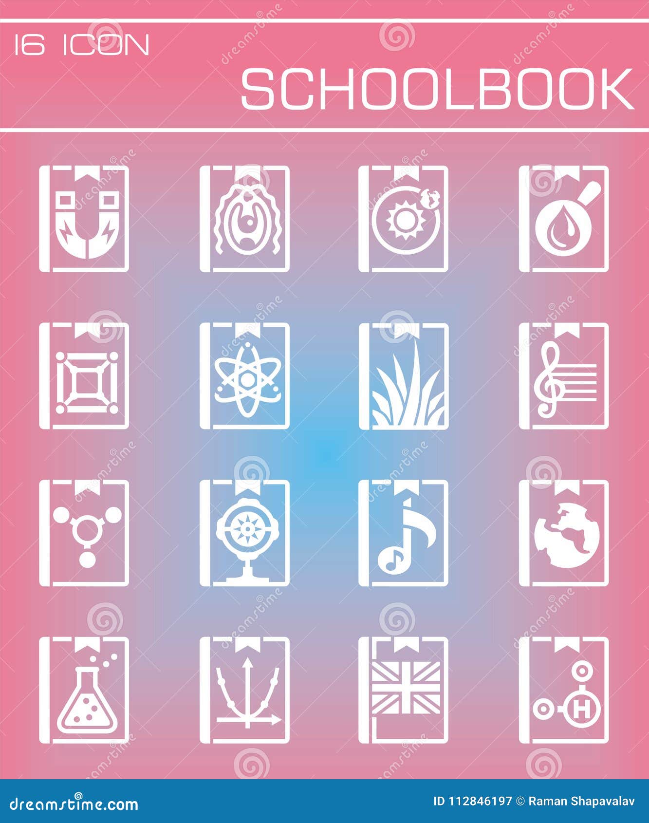 Vector Schoolbook Icon Set | CartoonDealer.com #112846197