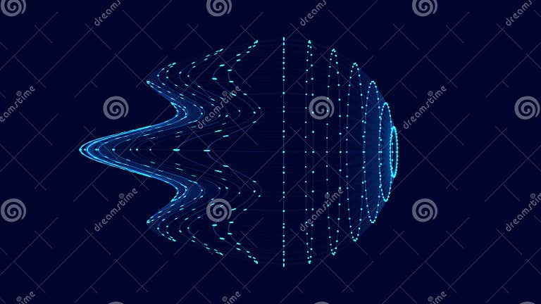 Vector Sci-fi Sphere with Particles and Lines with Glitch Effect ...