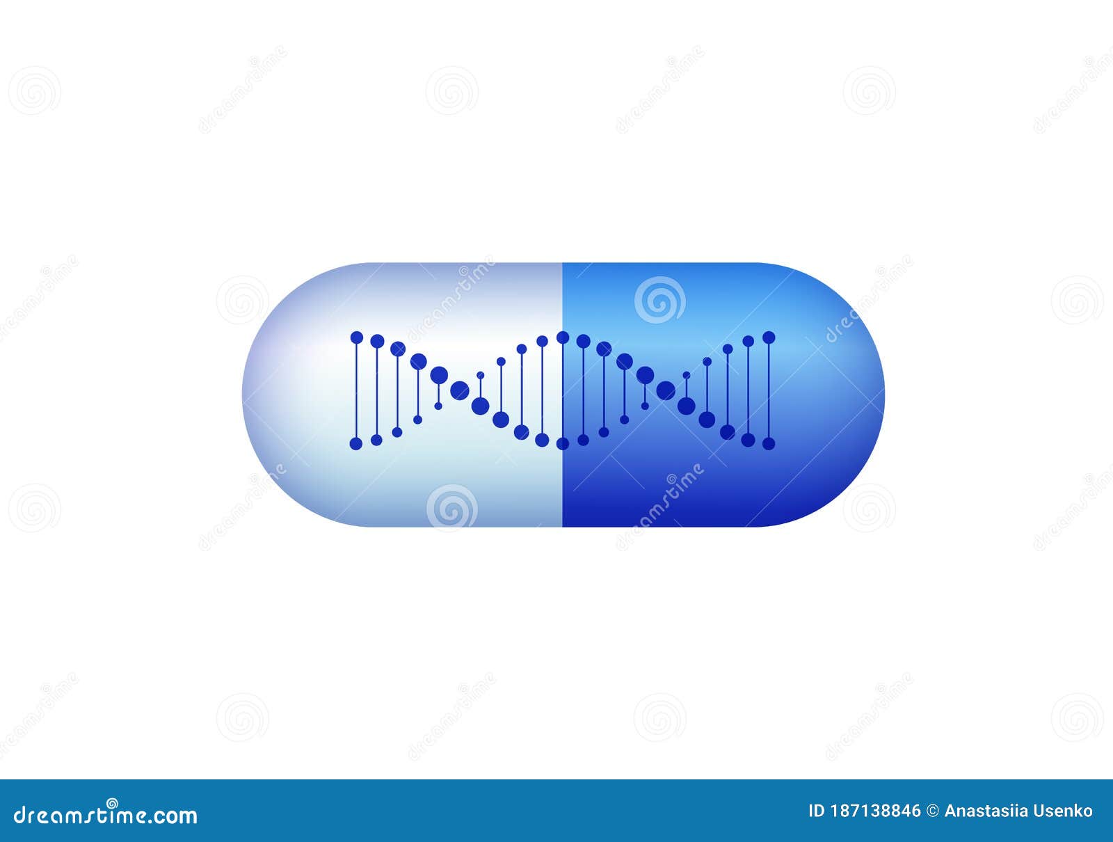 Vector Science Design Elements. Flat Blue Gradient DNA Spiral Symbol in ...