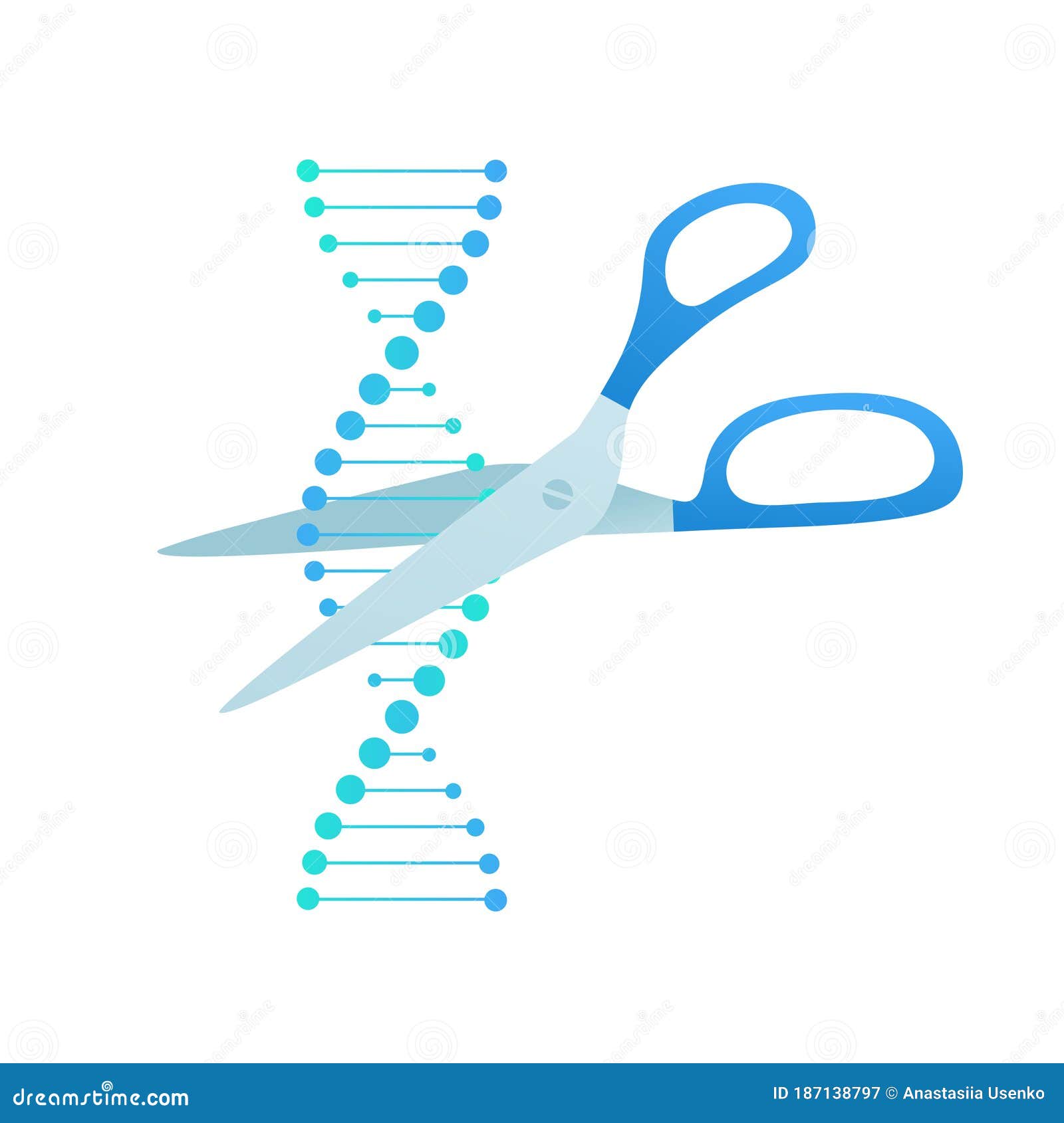 Vector Science Design Elements. Flat Blue Gradient DNA Spiral Symbol ...