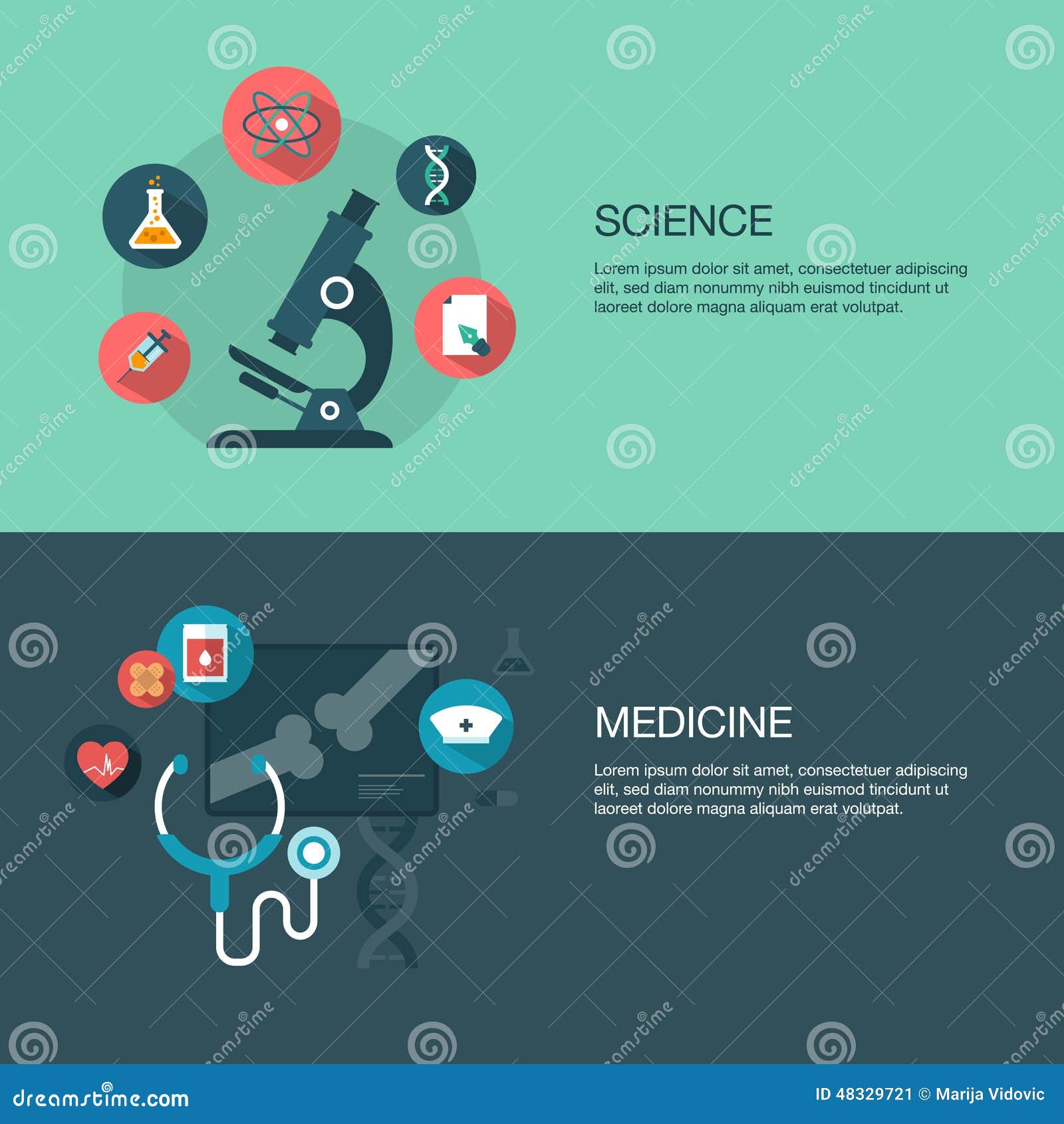 Vector Science and Medicine Banners Stock Illustration - Illustration ...