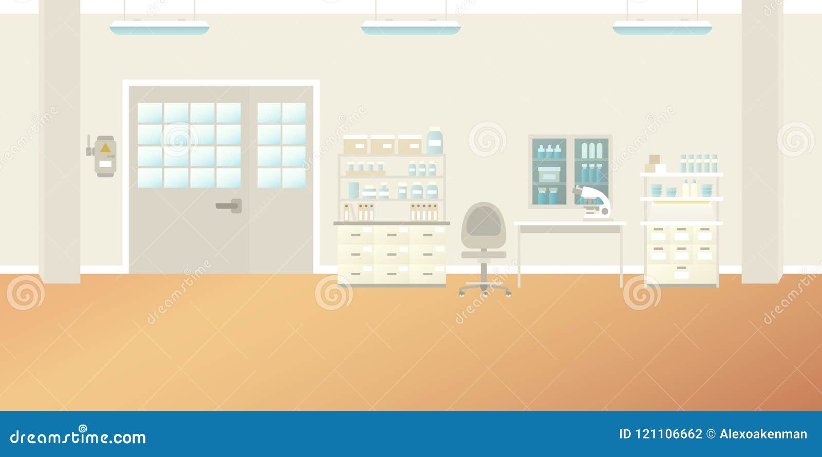 Vector Scientific Laboratory Interior Empty Scene in Flat Style Stock ...