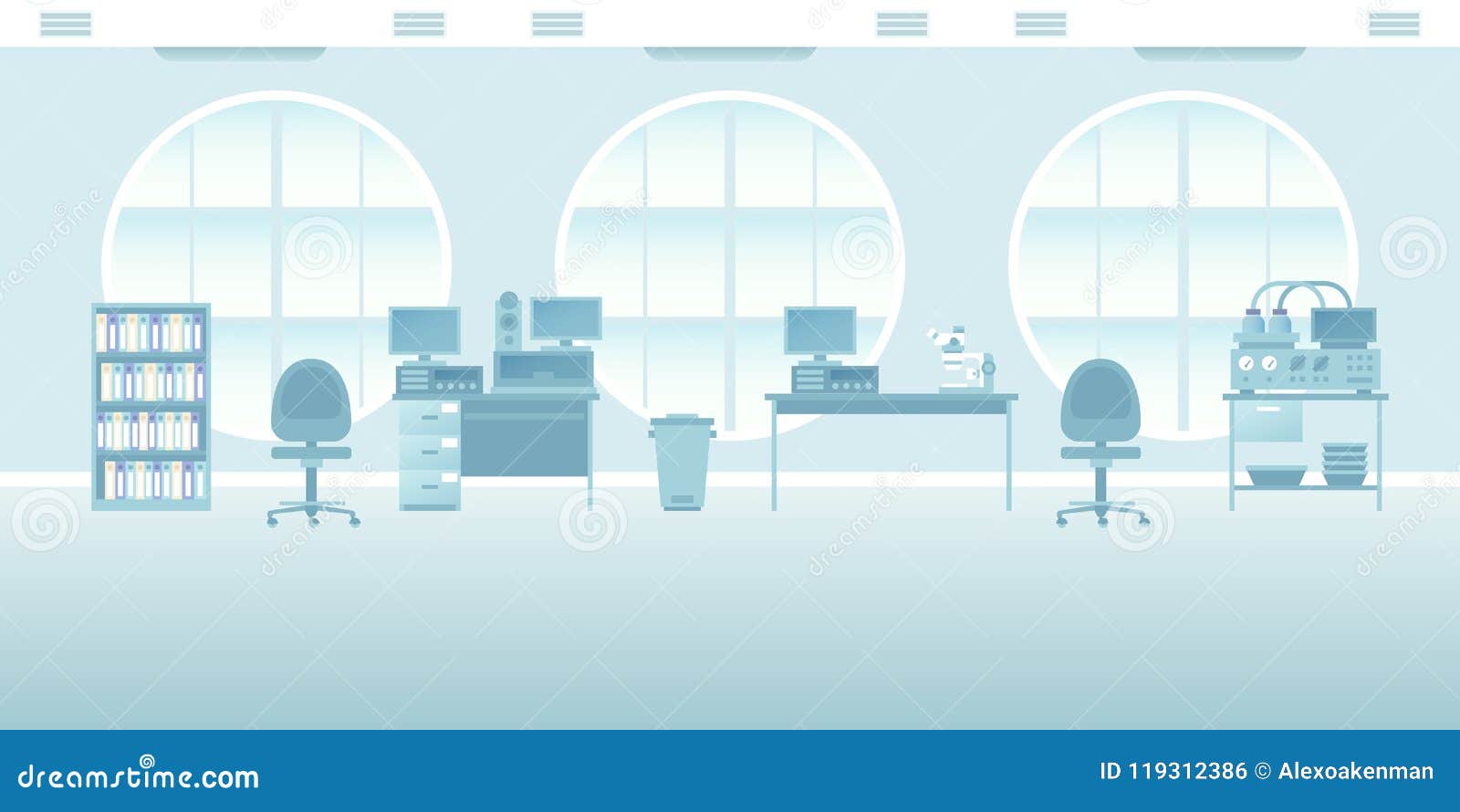 Vector Scientific Laboratory Interior Empty Scene in Flat Style Stock ...