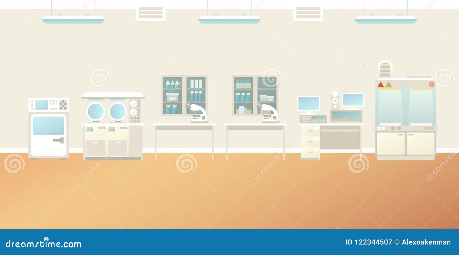 Vector Scientific Laboratory Interior Empty Scene in Flat Style Stock ...