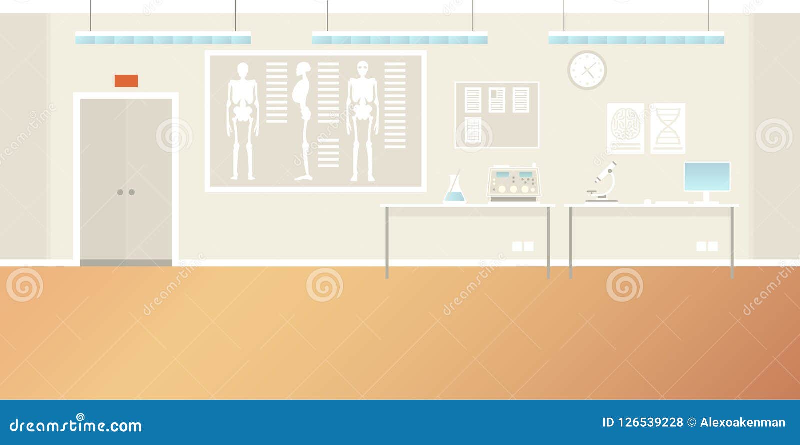 Vector Scientific Laboratory Interior Empty Scene in Flat Style Stock ...