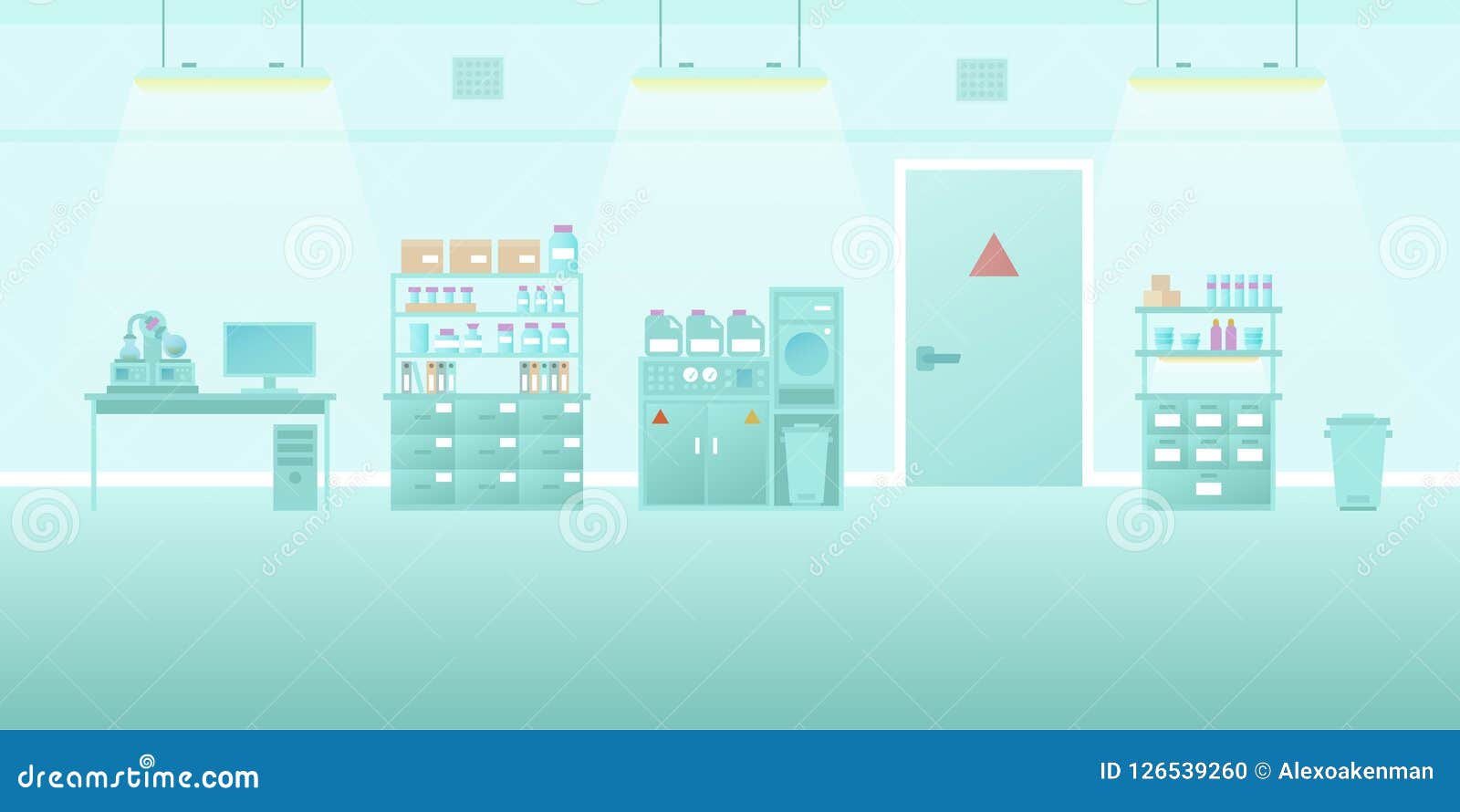 Vector Scientific Laboratory Interior Empty Scene in Flat Style Stock ...