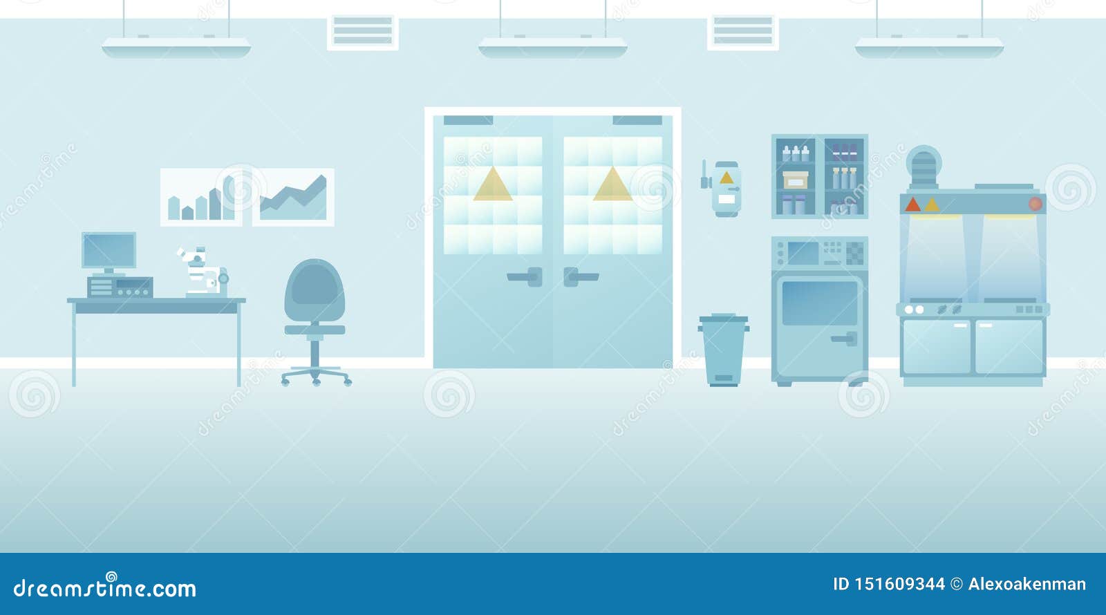Vector Scientific Laboratory Interior Empty Scene in Flat Style Stock ...
