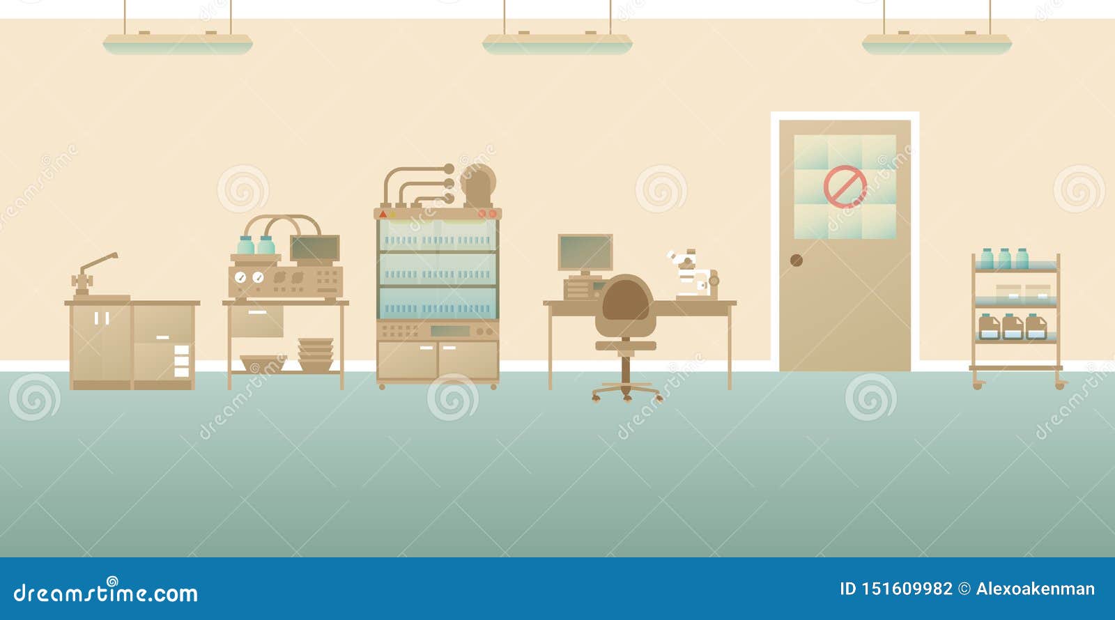 Vector Scientific Laboratory Interior Empty Scene in Flat Style Stock ...