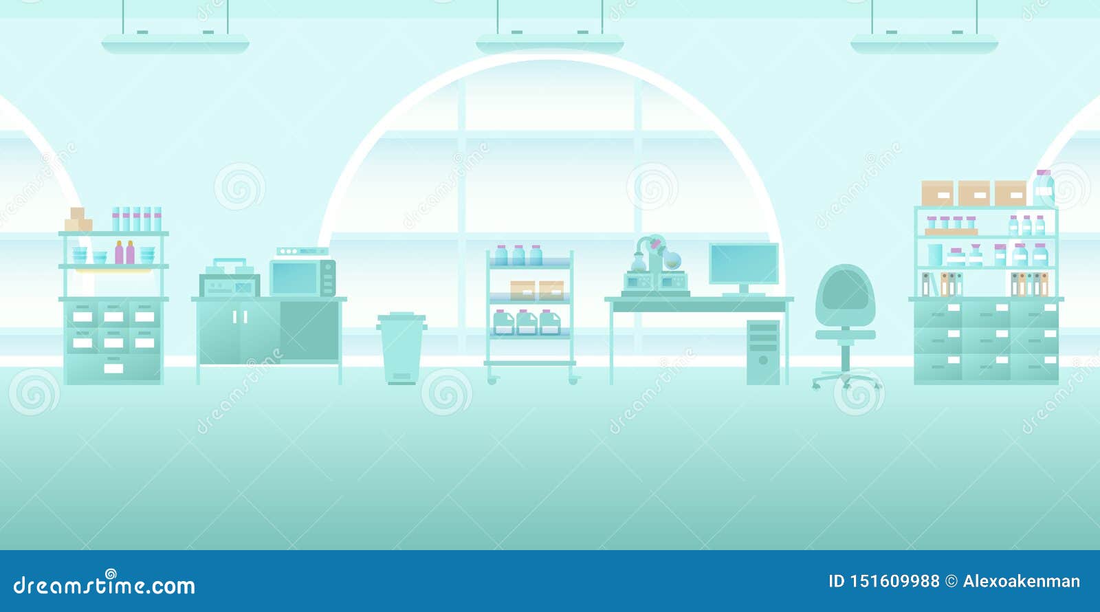 Vector Scientific Laboratory Interior Empty Scene in Flat Style Stock ...
