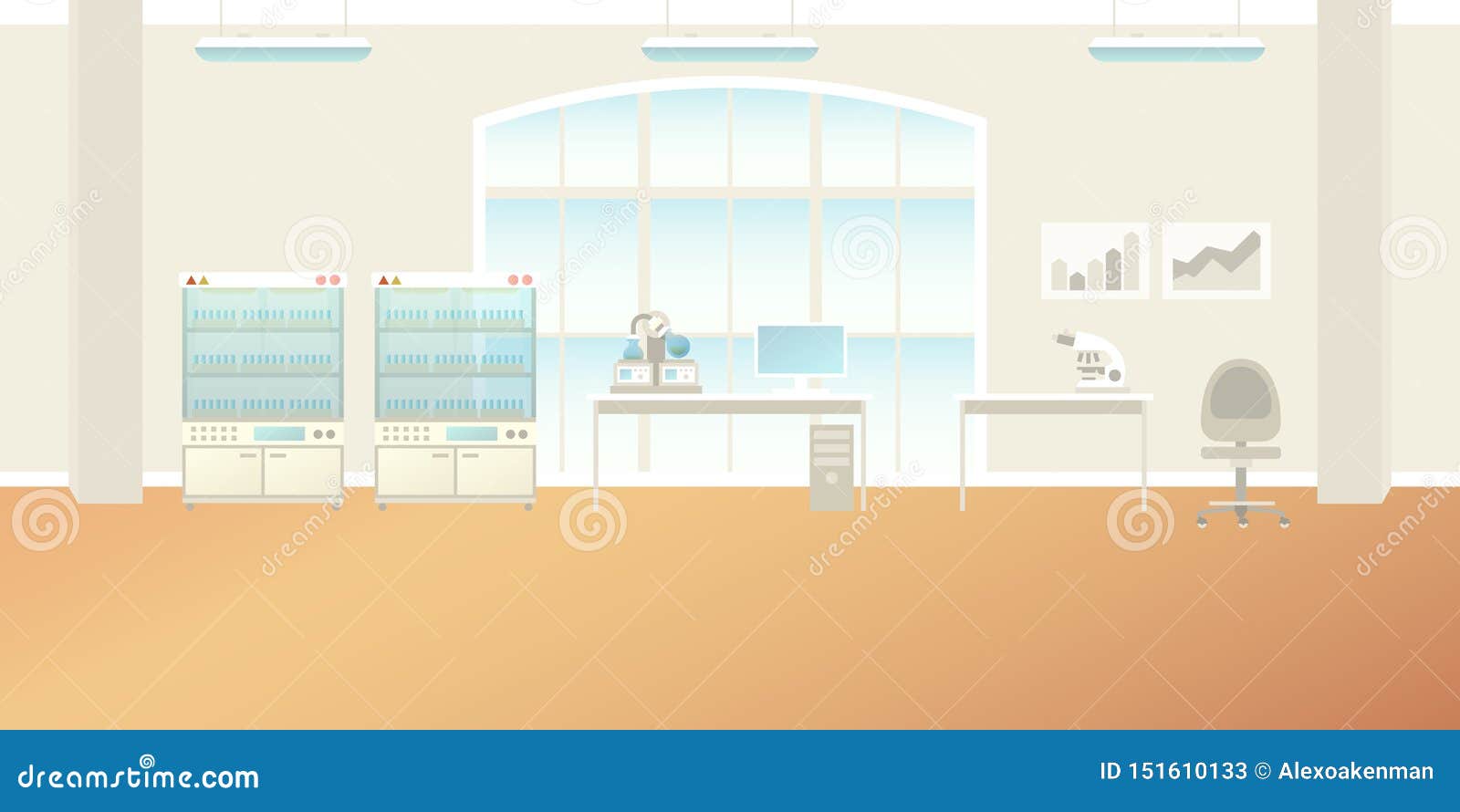 Vector Scientific Laboratory Interior Empty Scene in Flat Style Stock ...