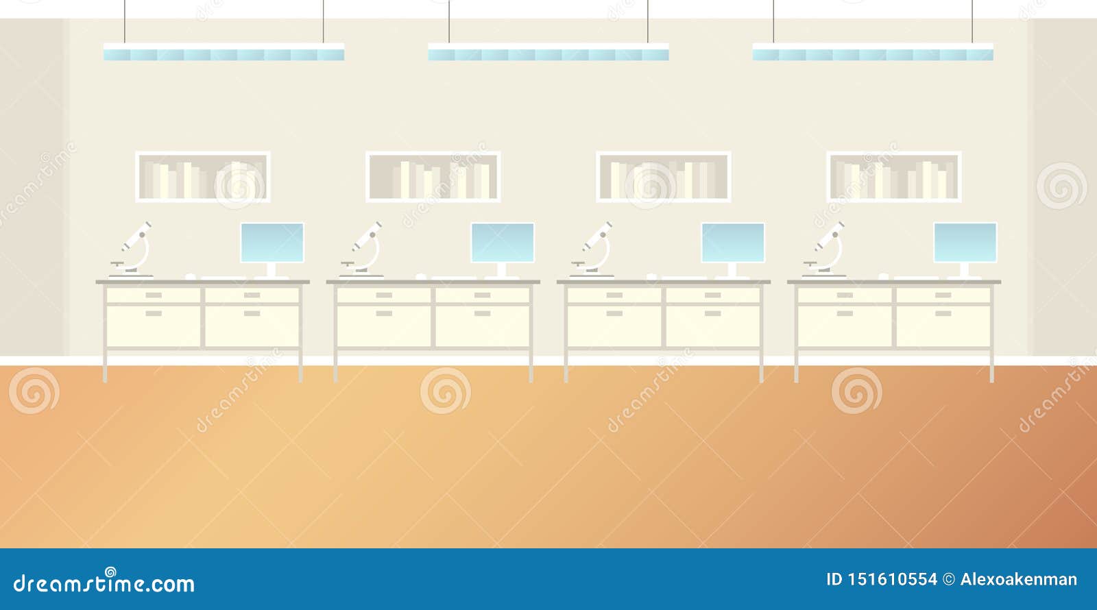Vector Scientific Laboratory Interior Empty Scene in Flat Style Stock ...
