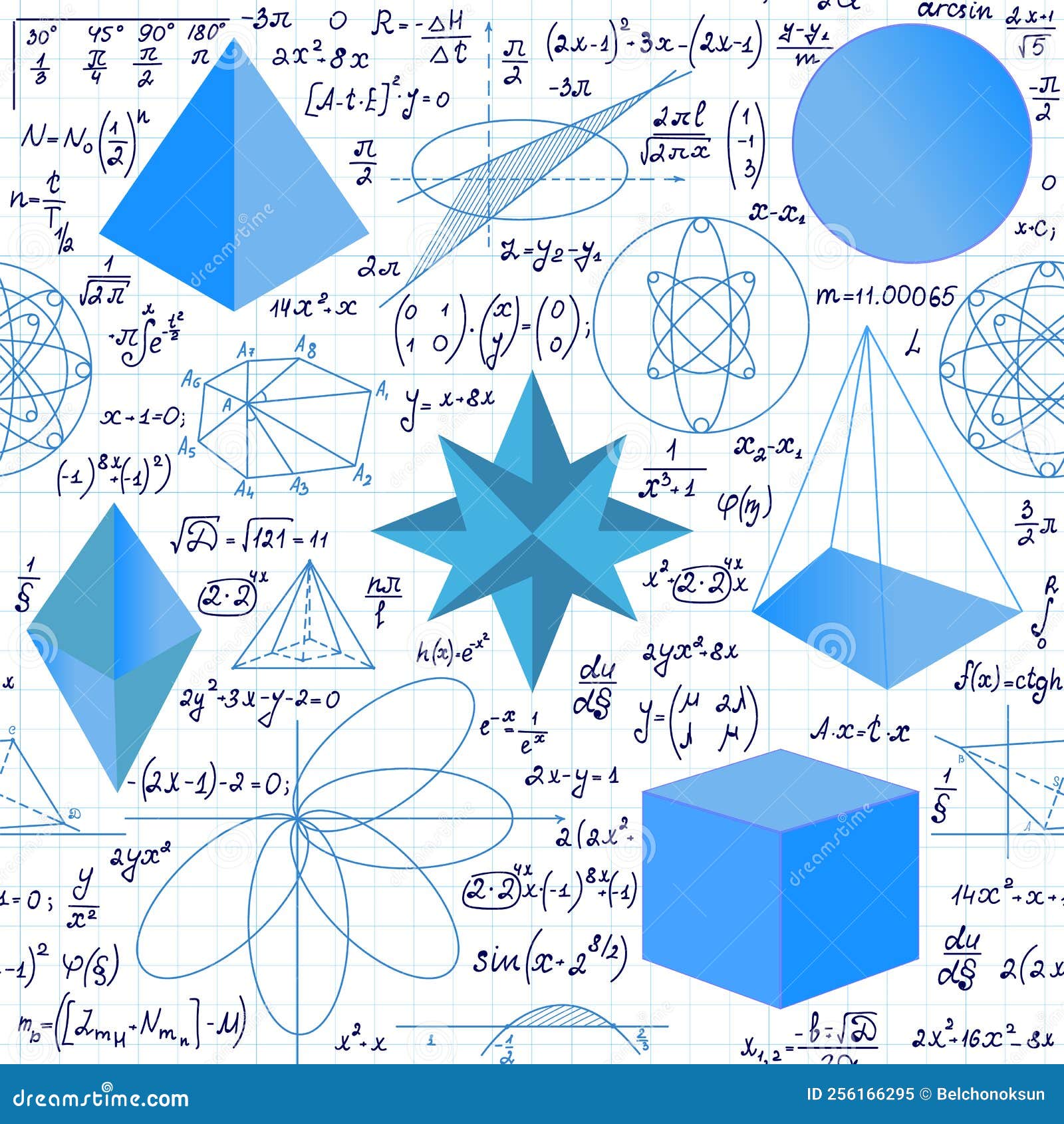Vector Scientific Seamless Background with 3d Geometry Figures and ...