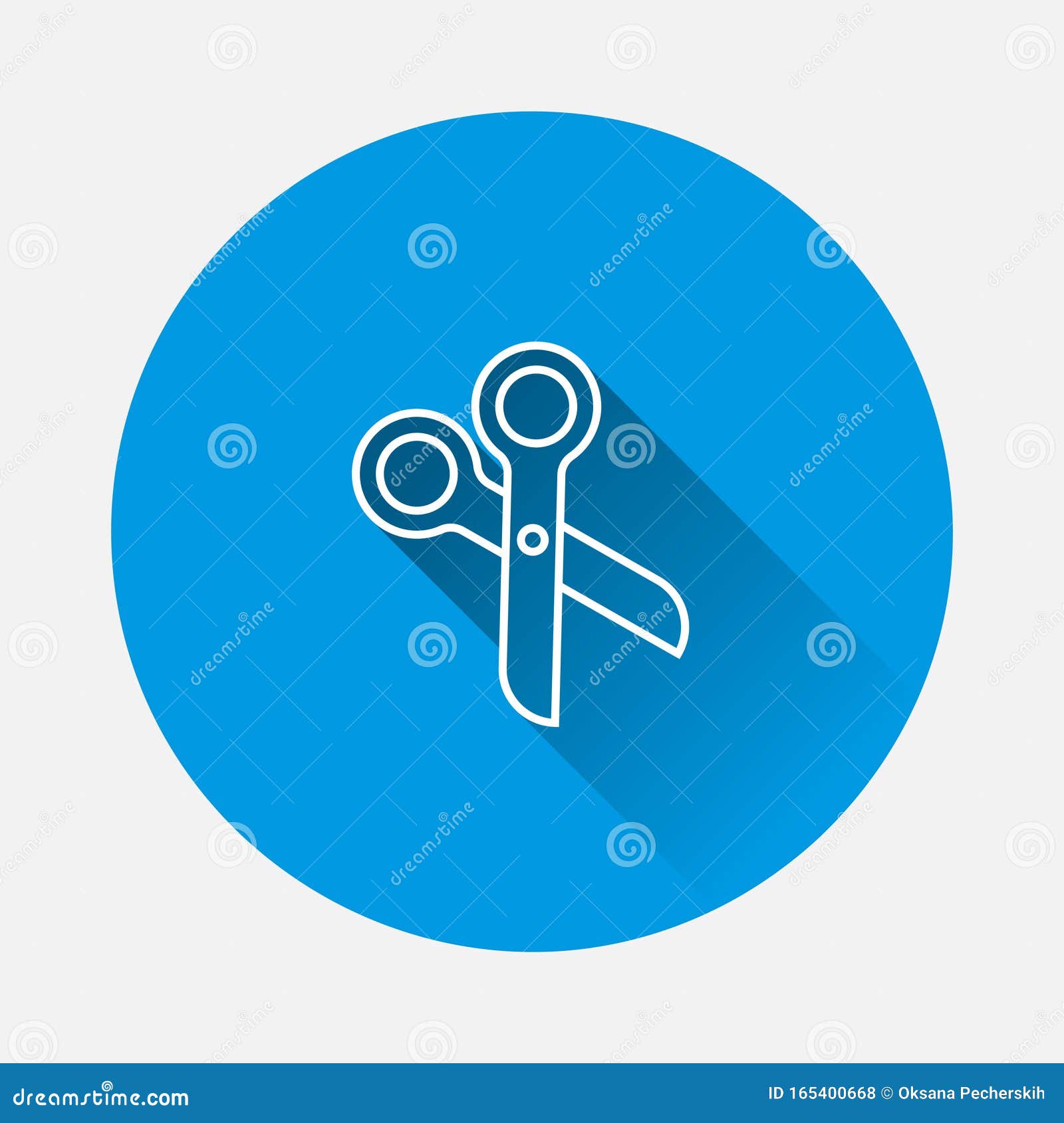 Vector Scissors Icon on Blue Background. Flat Image with Long Shadow ...
