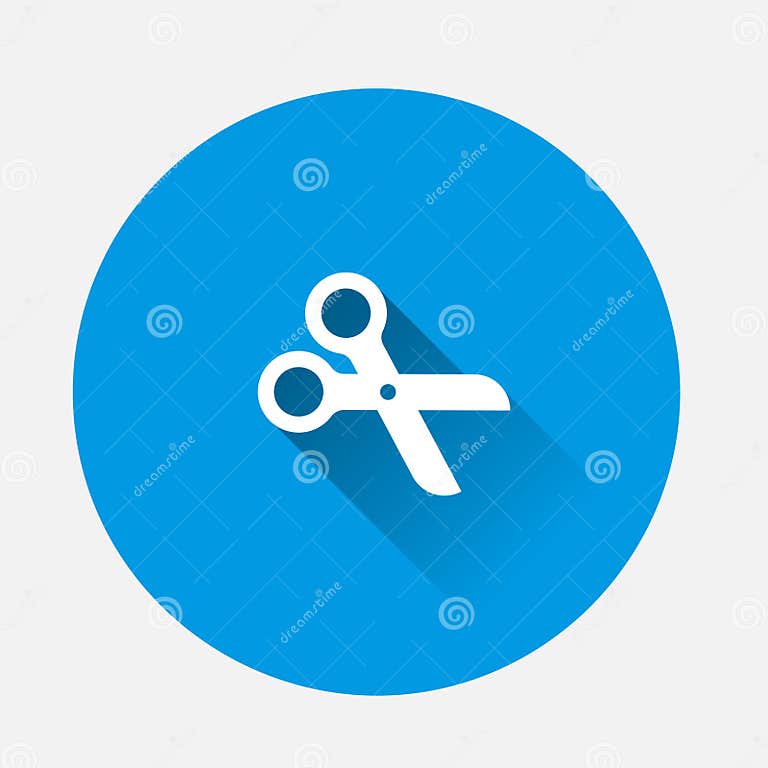 Vector Scissors Icon on Blue Background. Flat Image with Long Shadow ...