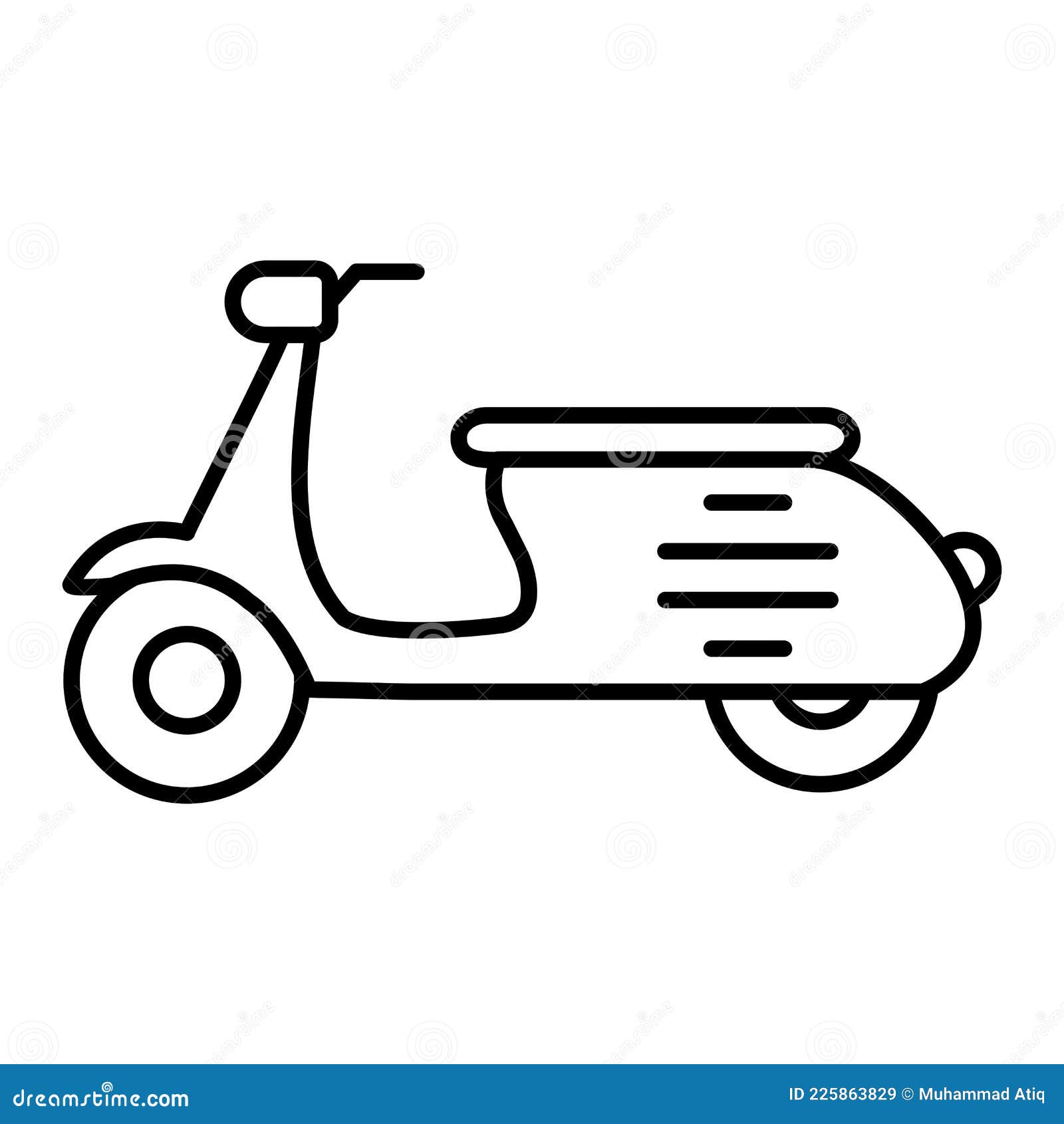 Scooter Outline Drawing On White Vector Illustration | CartoonDealer ...