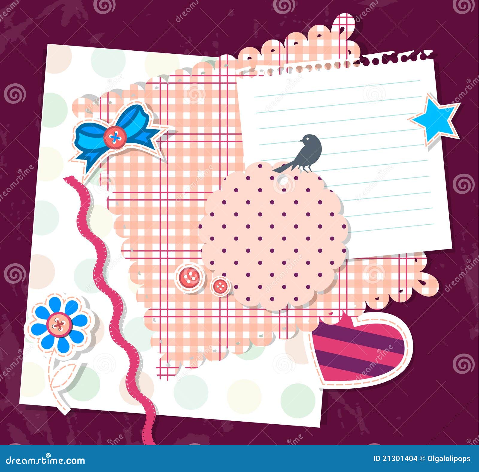 Vector Scrabook Set of Elements and Papers Stock Vector - Illustration ...