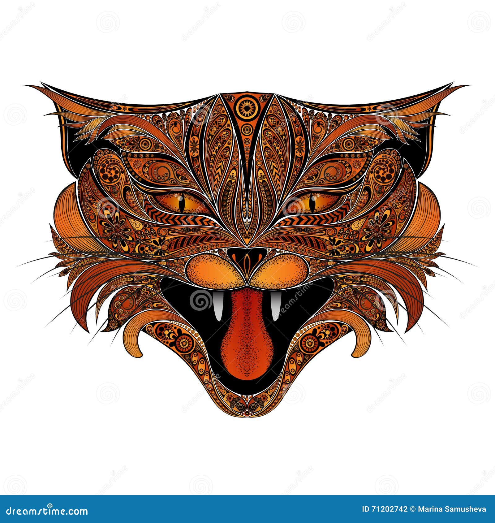 Vector screaming fire cat stock vector. Illustration of doodle - 71202742
