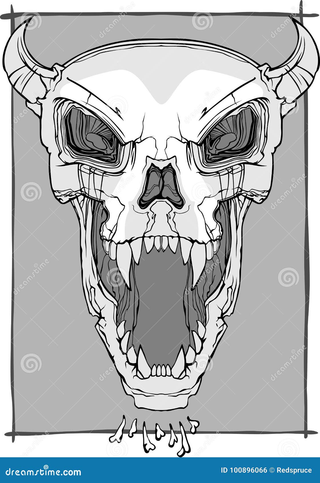 Screaming skull vector stock vector. Illustration of demon - 100896066