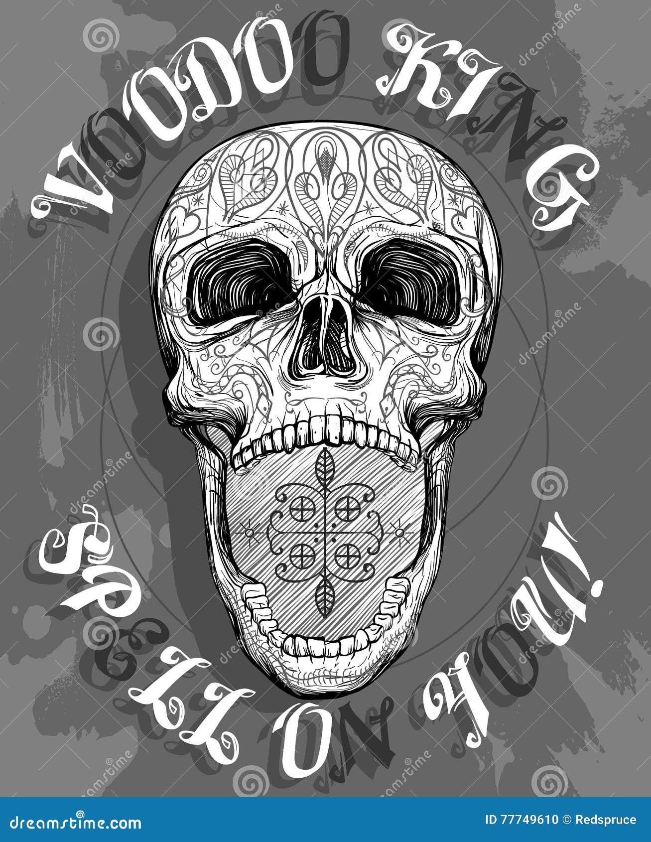 Vector screaming skull stock vector. Illustration of gothic - 77749610