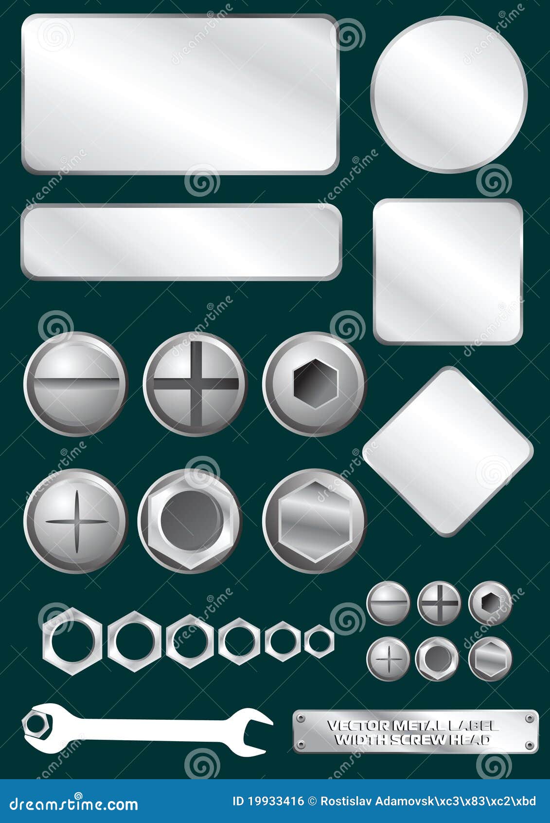 Vector head and label stock vector. Illustration of metal - 19933416