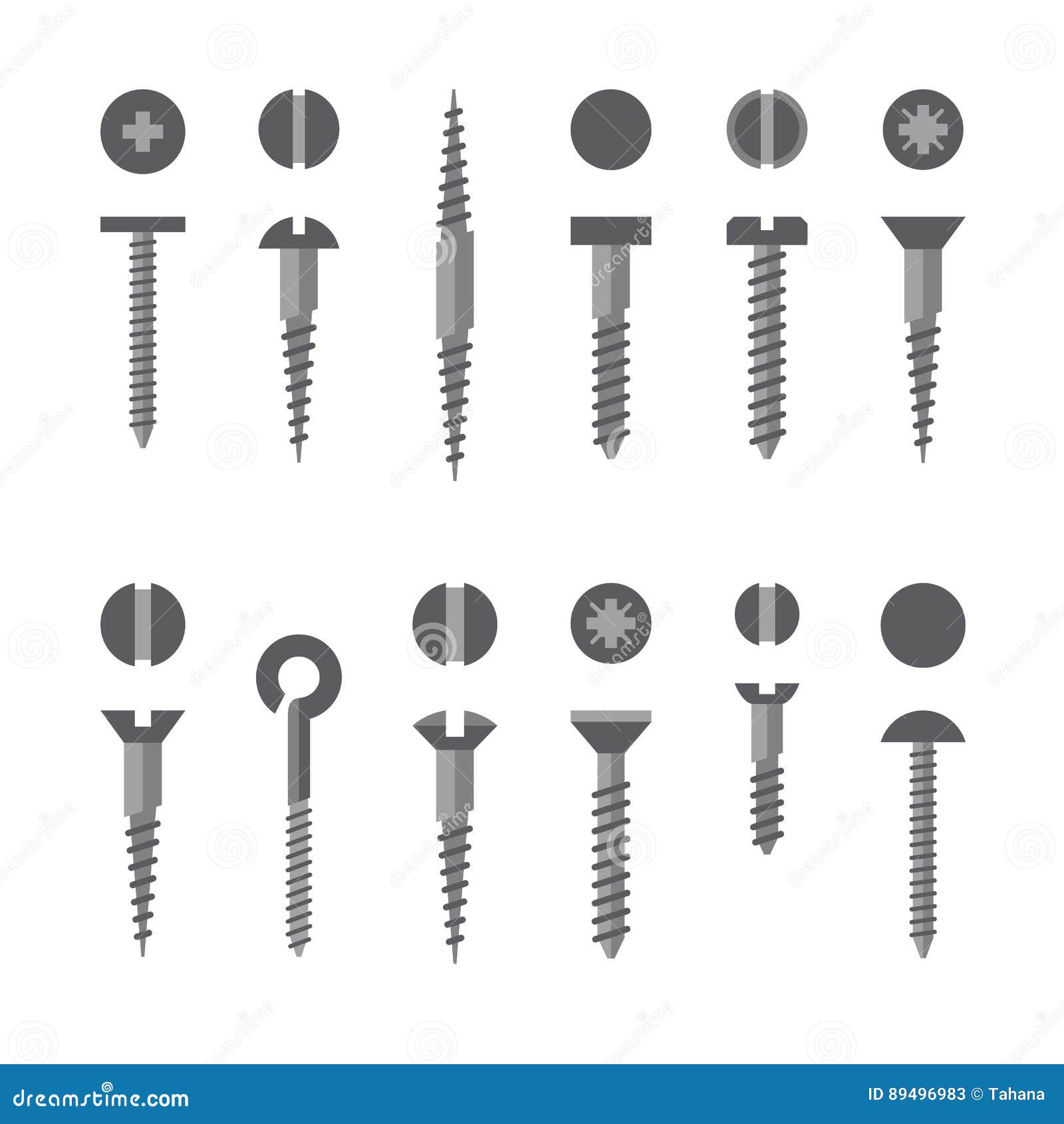 Vector Screws Nails and Wall Plugs Icon Collection. Nuts Flat Set ... Vector Screws Nails and Wall Plugs Icon Collection. Nuts Flat Set ...