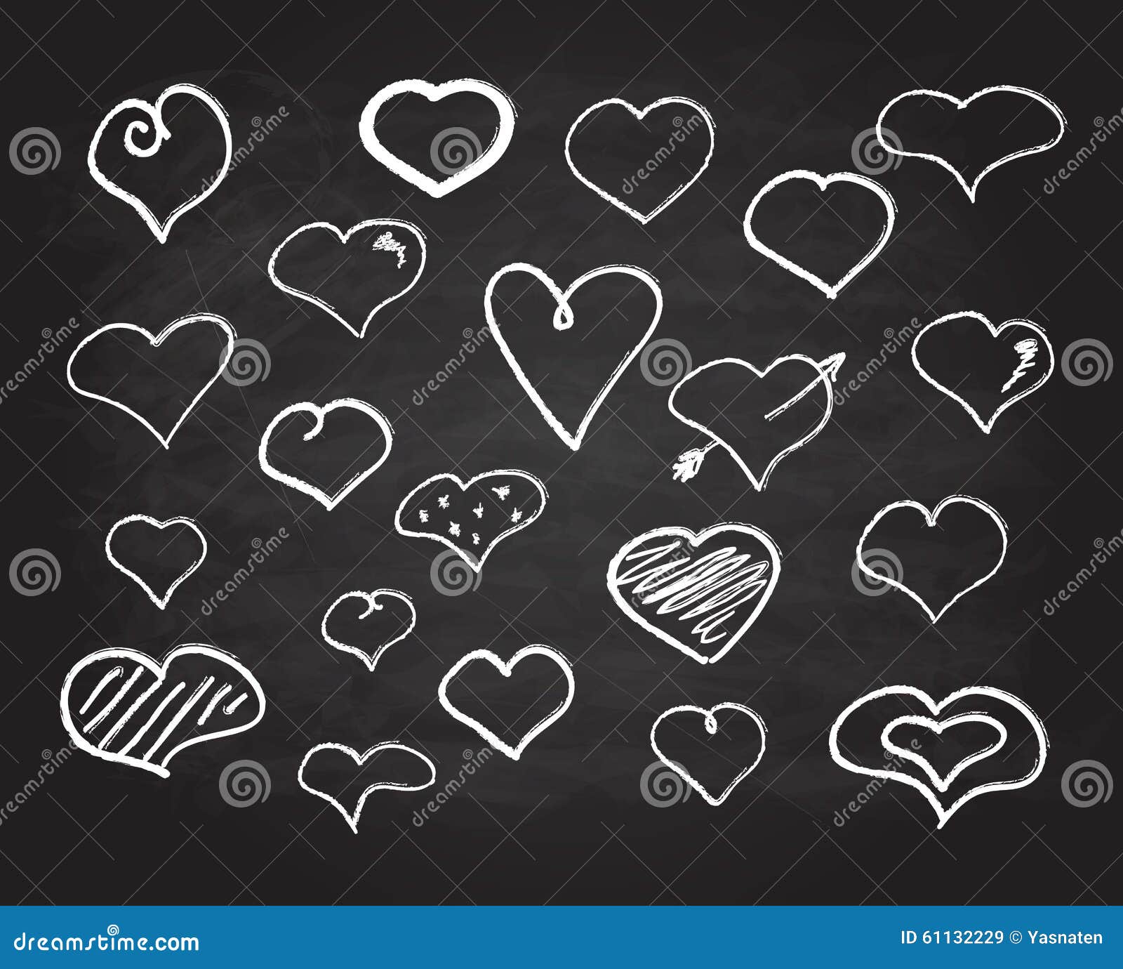 Vector Scribble Chalk Heart Icons Set Stock Vector - Illustration of ...
